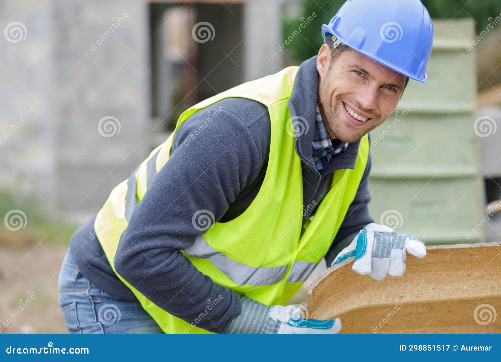 Happy Construction Worker Close Up Stock Image - Image of architecture ...
