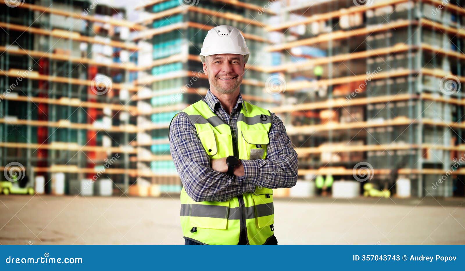 Happy Construction Worker and Engineer Builder Man Stock Image - Image ...
