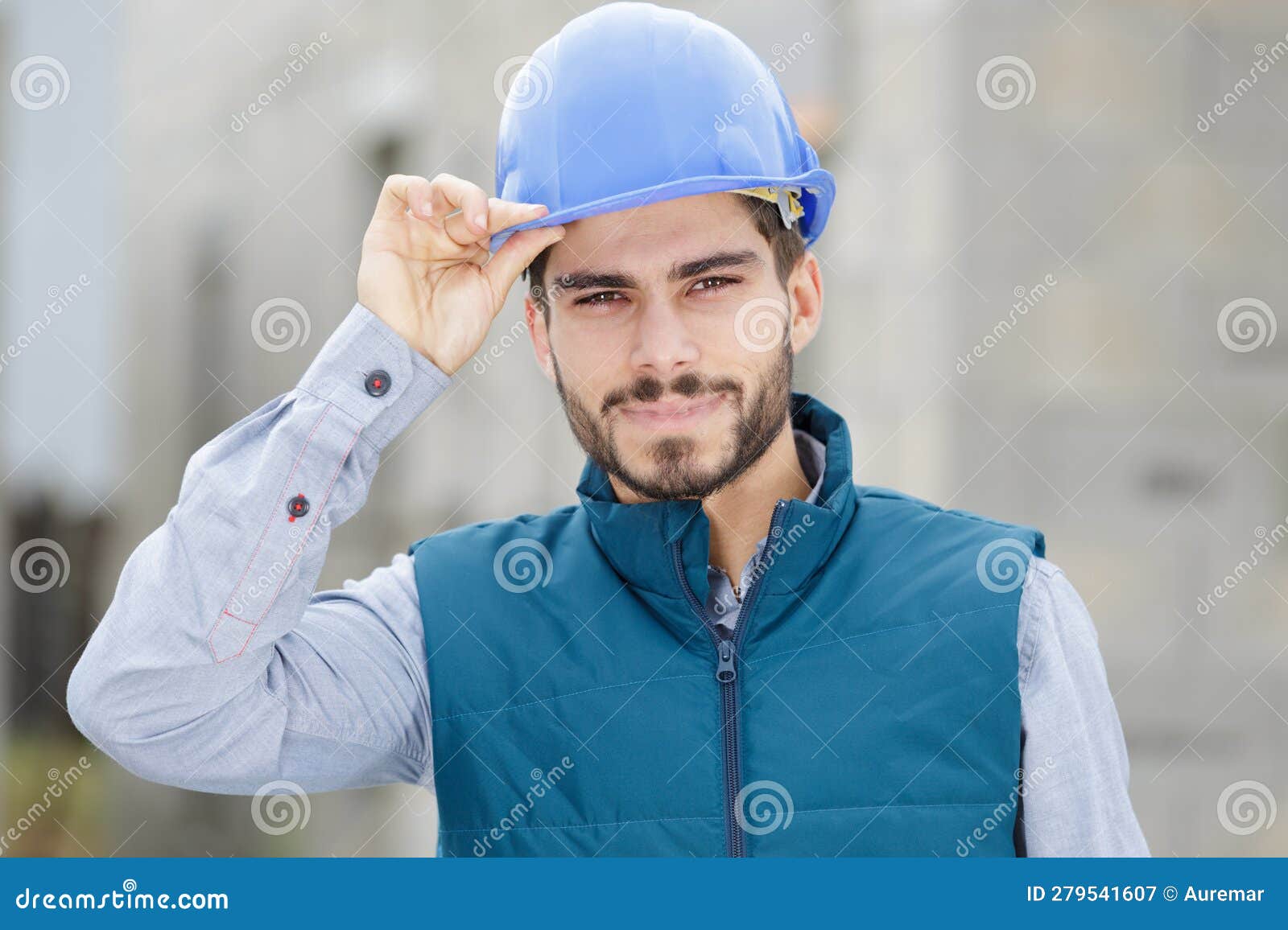 Happy Construction Worker Working at Building Site Stock Image - Image ...