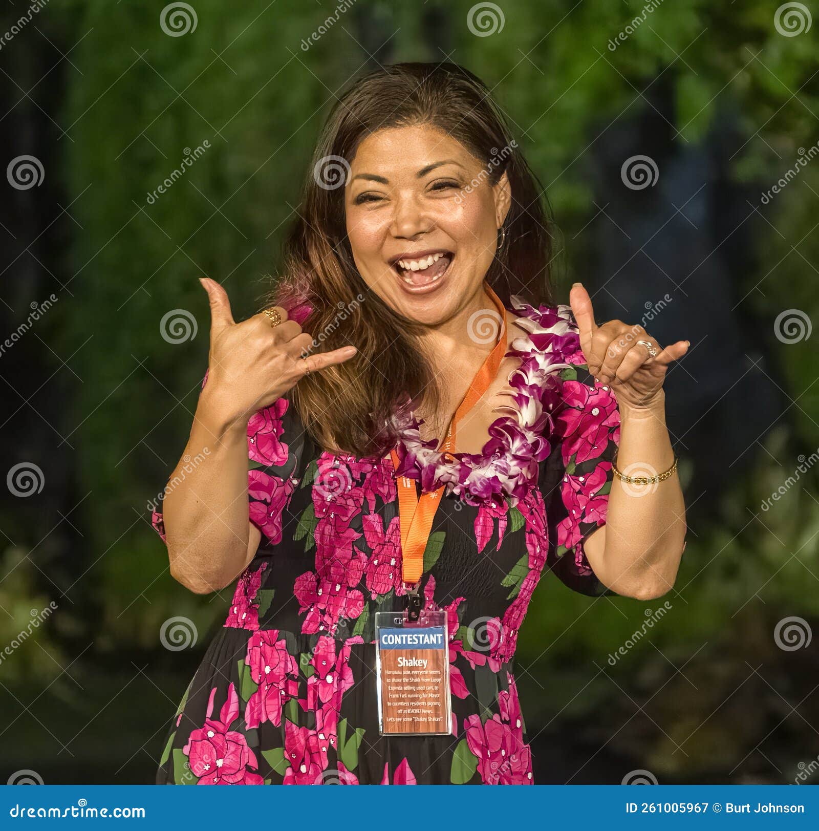 Happy Contestant Gives Double Shaka Editorial Photography - Image of ...