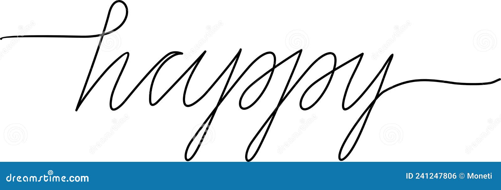 Happy. Continuous Line Drawing Text. Happy One Line Phrase. Minimalist ...