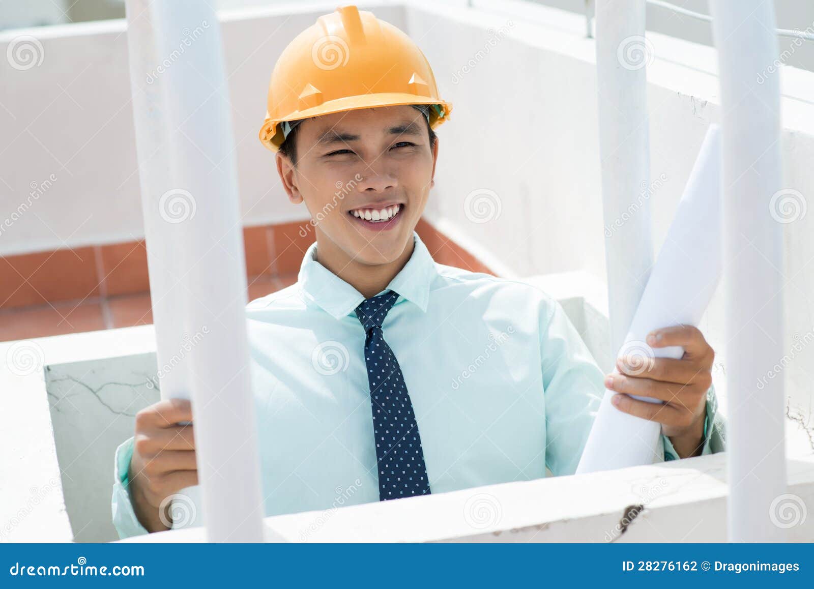 Happy contractor stock photo. Image of industrial, hardhat - 28276162
