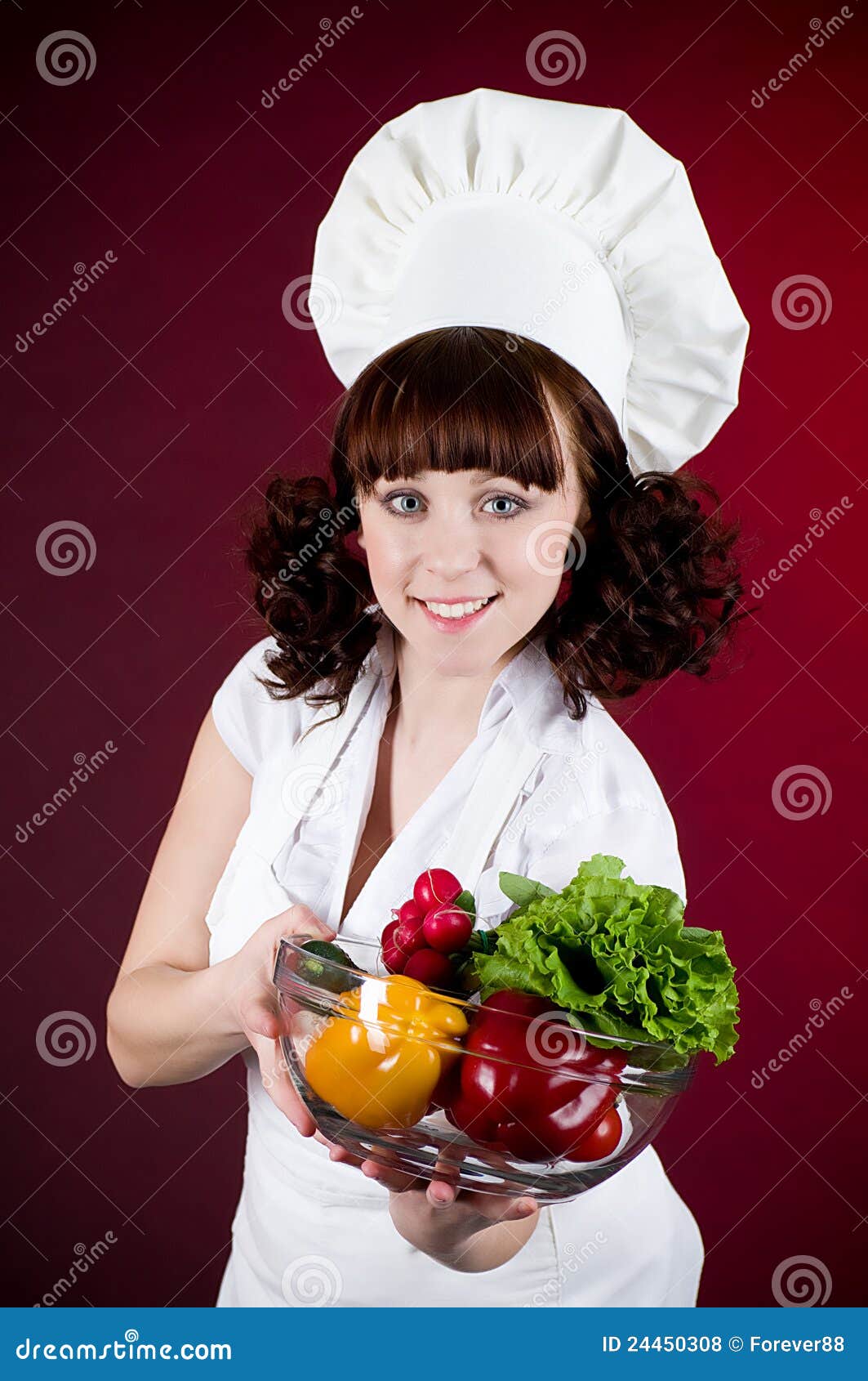 Happy Cook Woman with Vegetables Stock Photo - Image of human ...