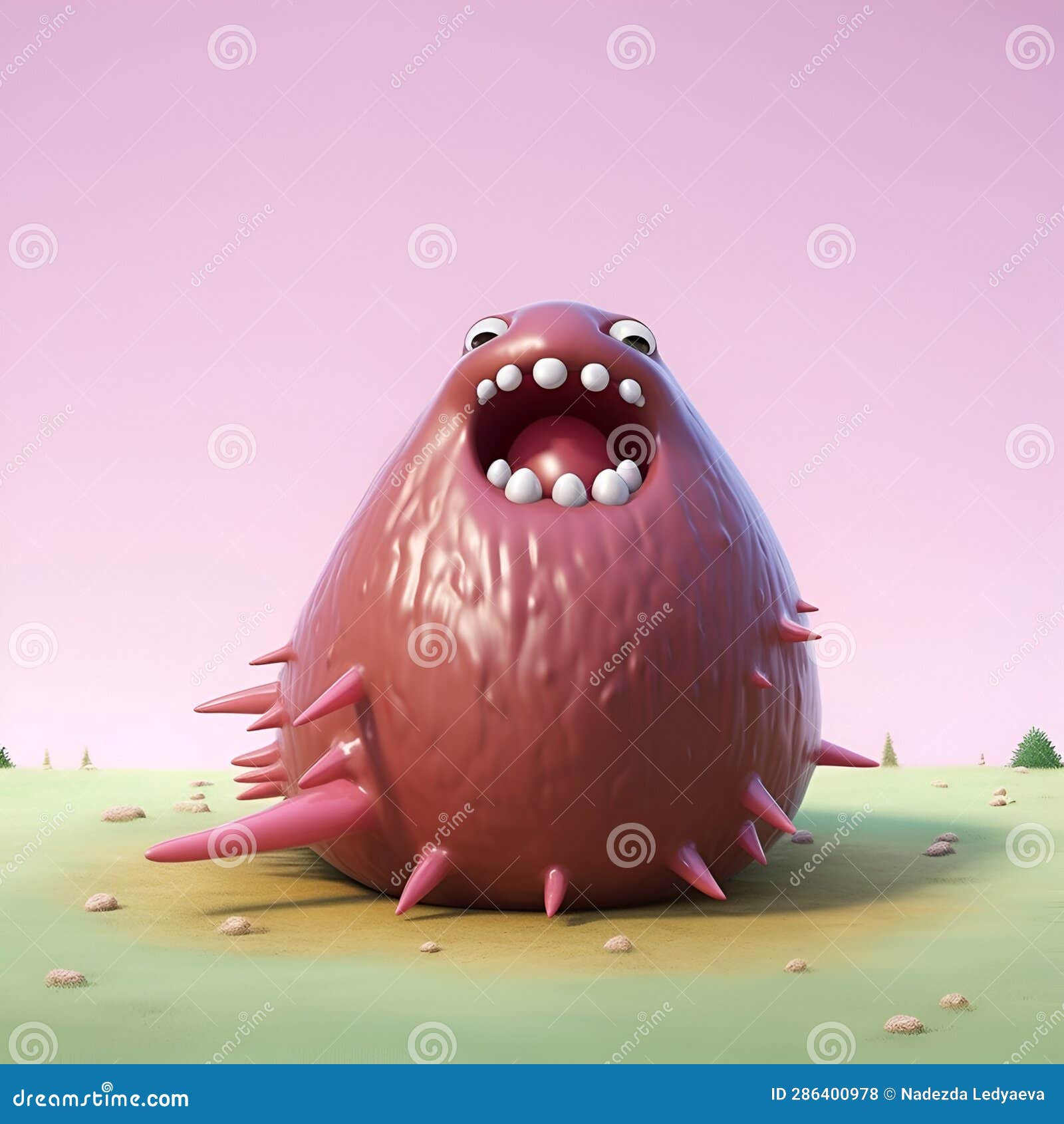 Happy Cool Cartoon Fat Monster. Stock Illustration - Illustration of ...