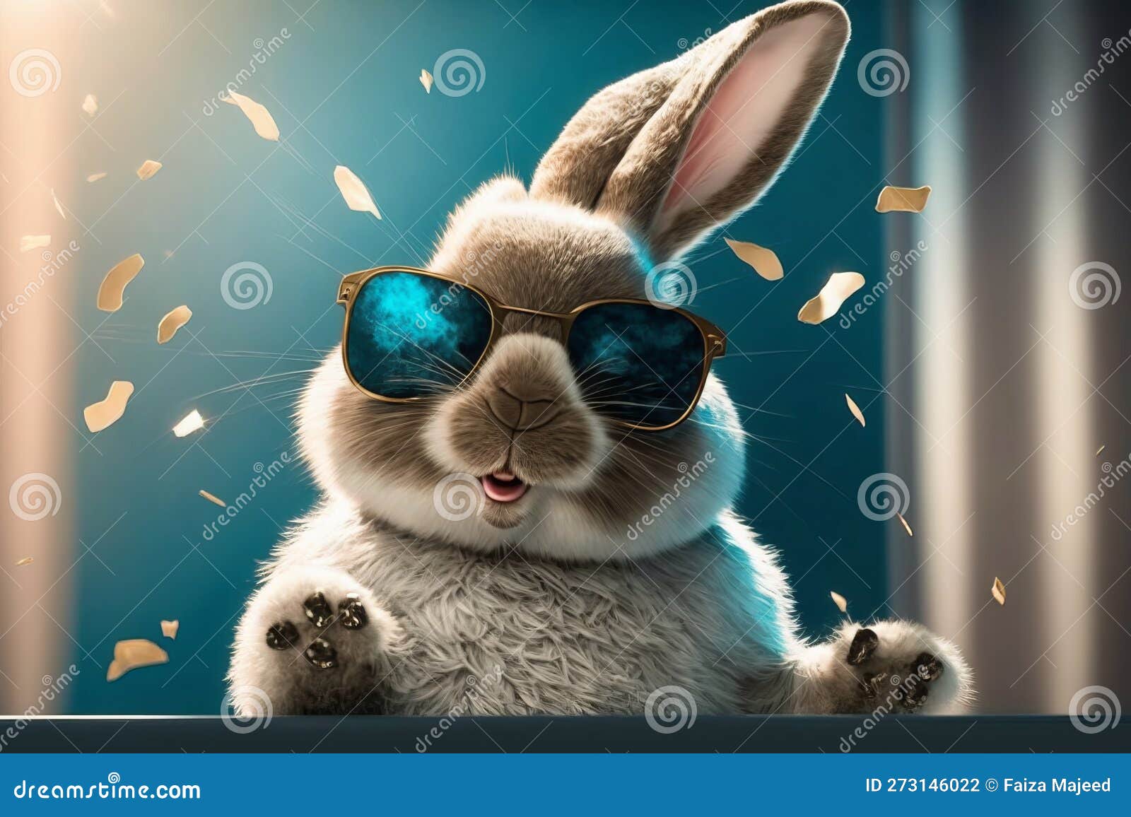 Happy Cool Rabbit Funny, Generative AI Stock Illustration ...