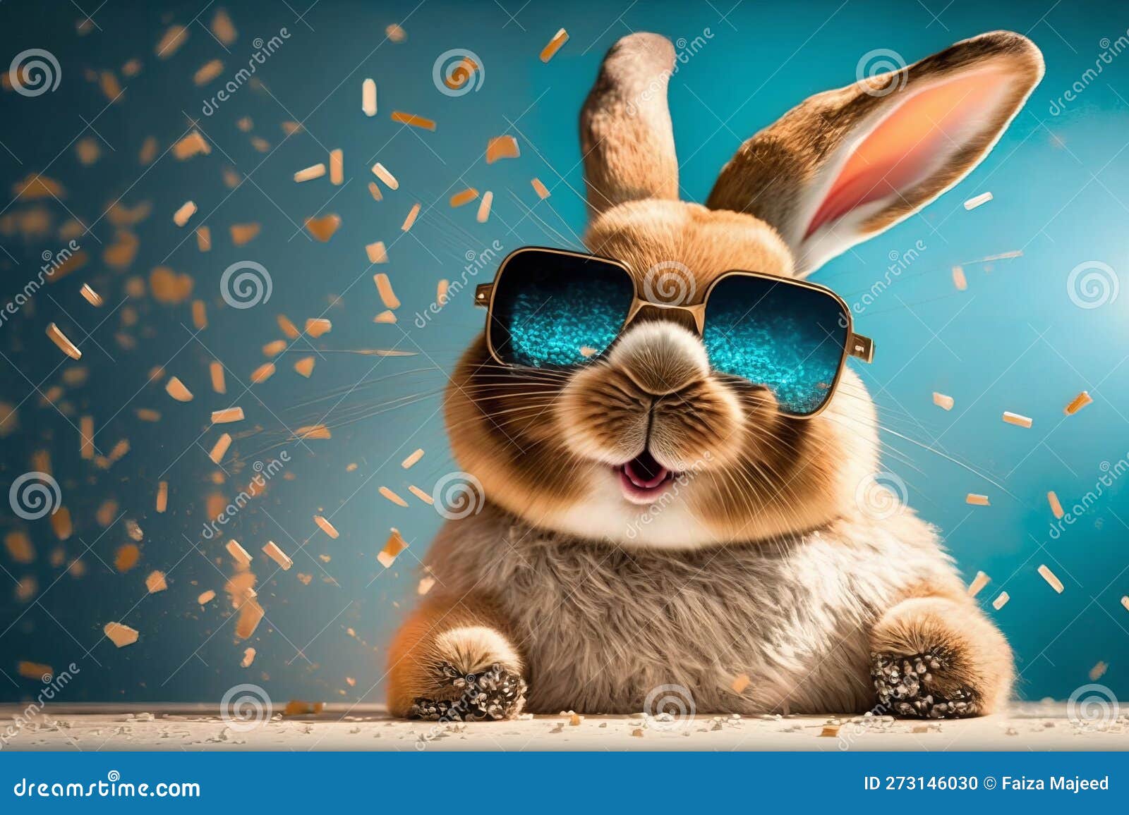 Happy Cool Rabbit Funny, Generative AI Stock Illustration ...