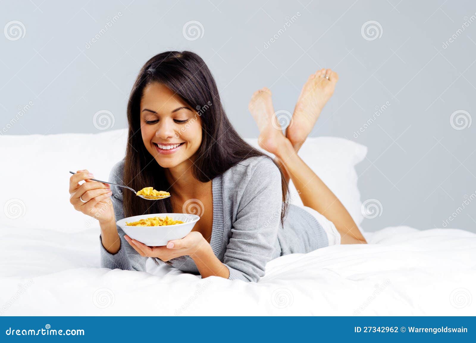 Happy cornflake girl stock photo. Image of healthy, bedding - 27342962
