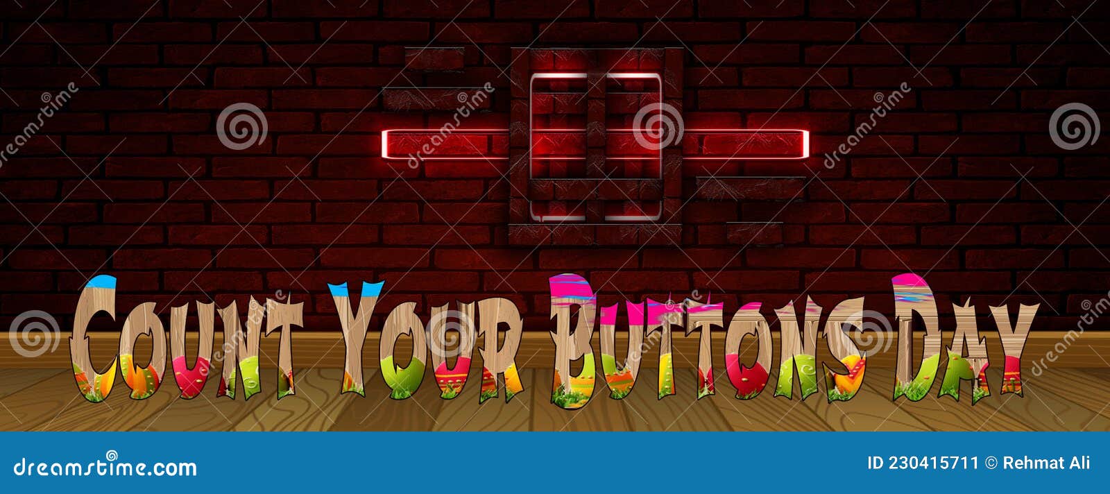 October, Count Your Buttons Day, Text Effect on Bricks Background Stock ...