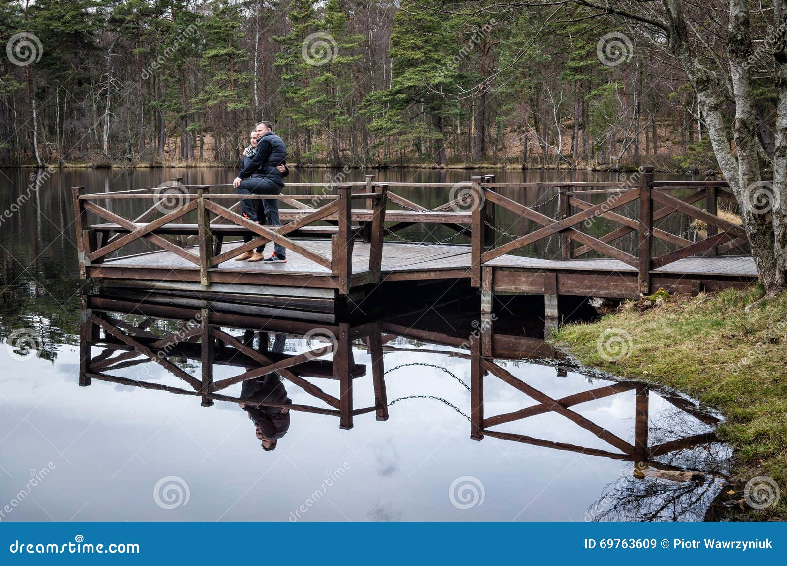 Happy couple on the bridge stock image. Image of together - 69763609