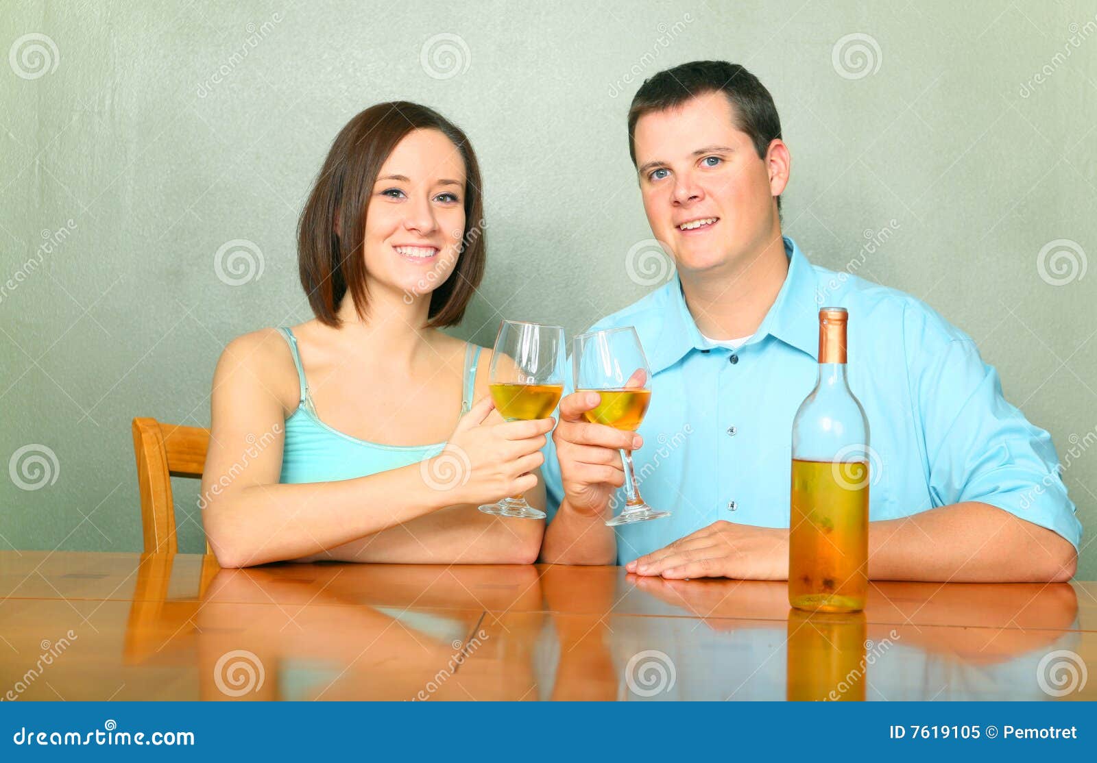 Happy Couple Cheering with Wine Stock Image - Image of beverage, relax ...
