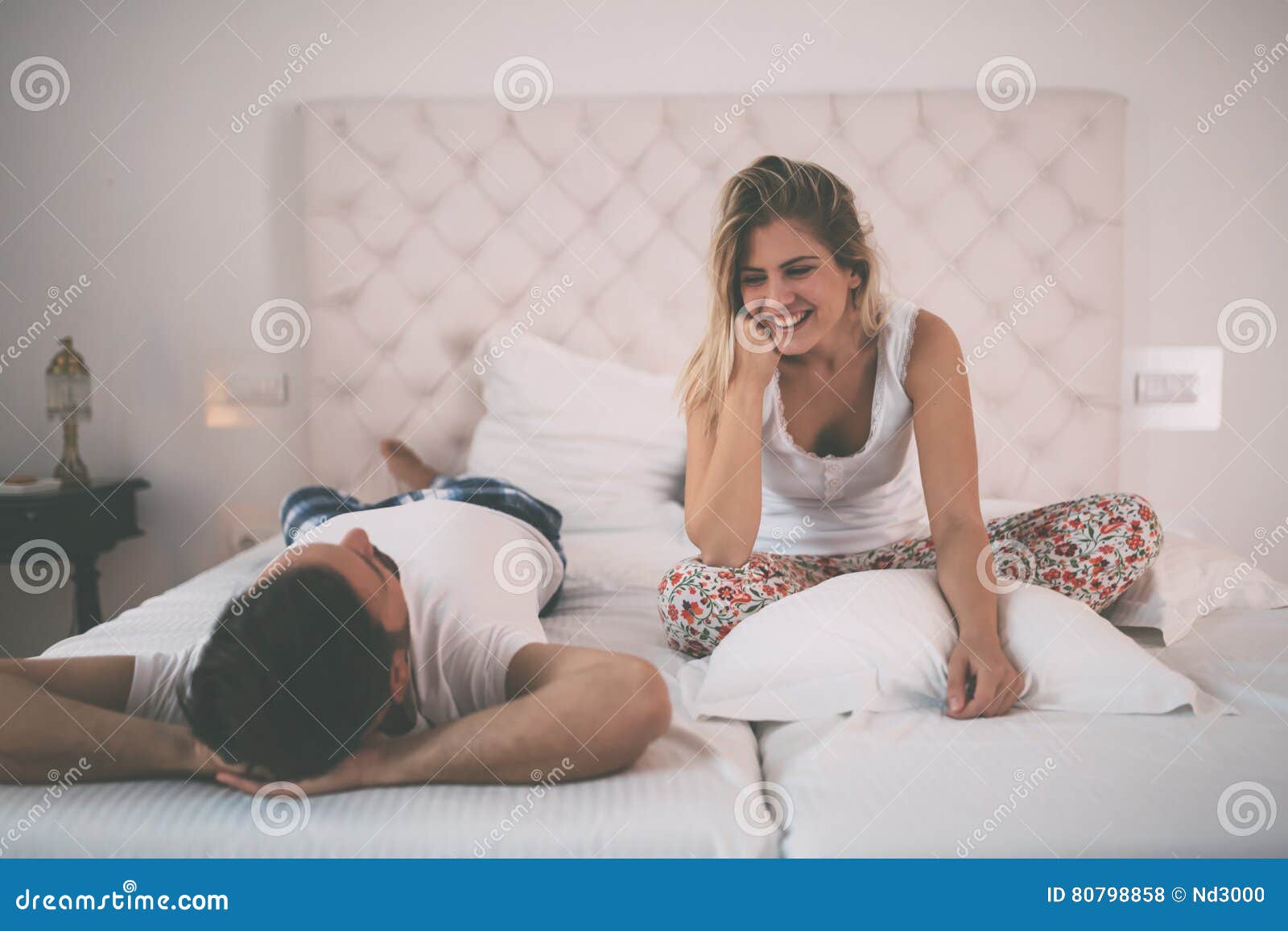 748 Happy Couple Conversation Bed Stock Photos - Free & Royalty-Free ...