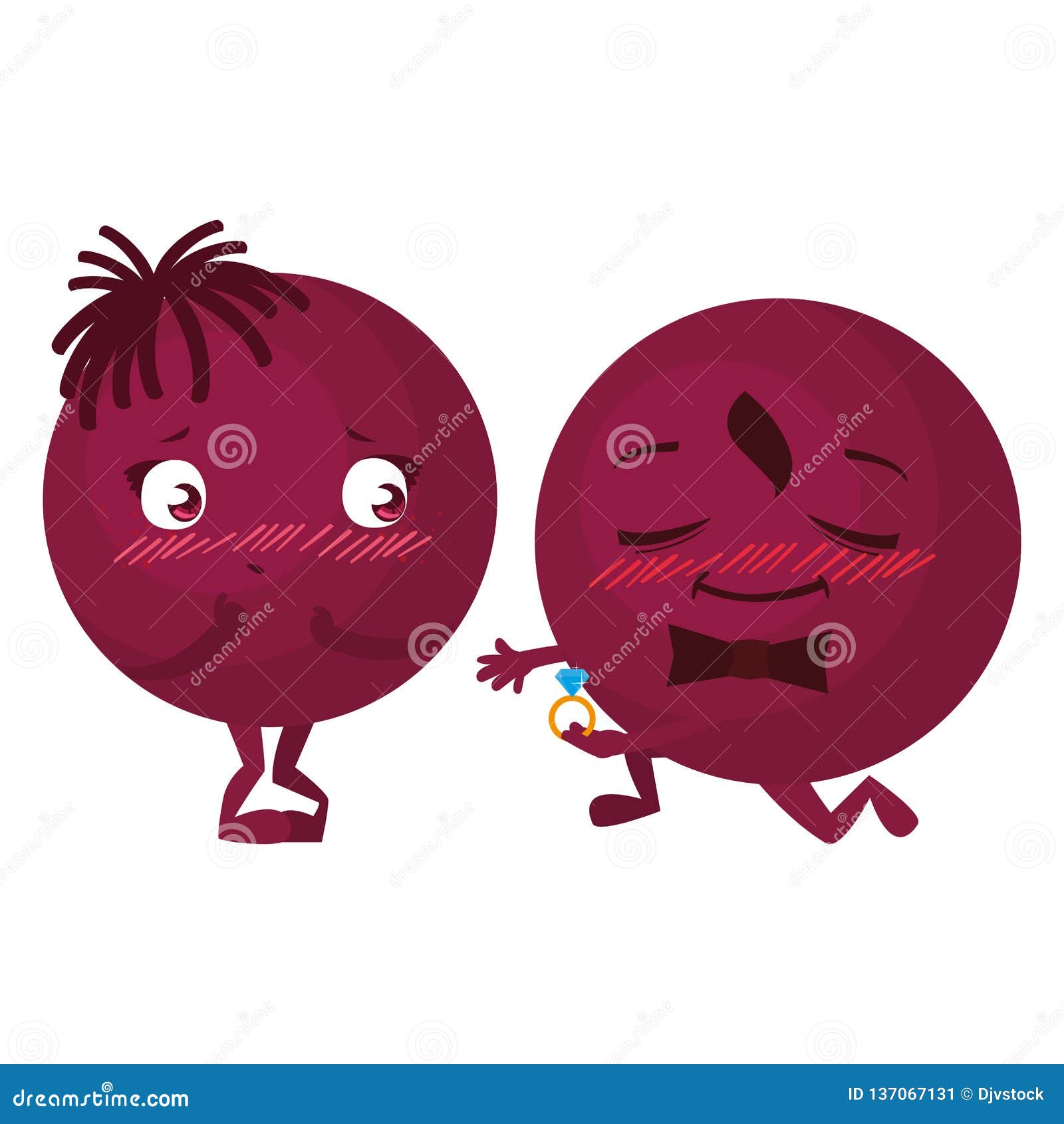 Happy Couple with Engagement Ring Emoticons Stock Vector - Illustration ...