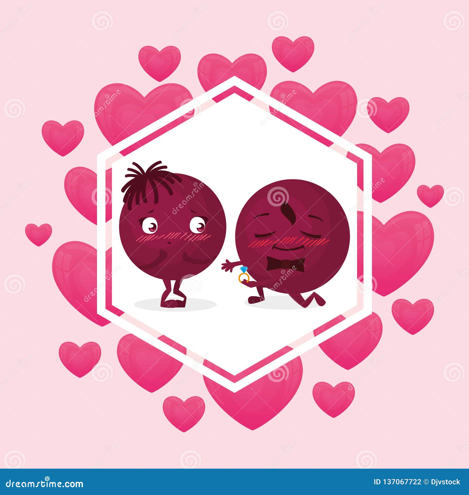 Happy Couple with Engagement Ring Emoticons Stock Vector - Illustration ...