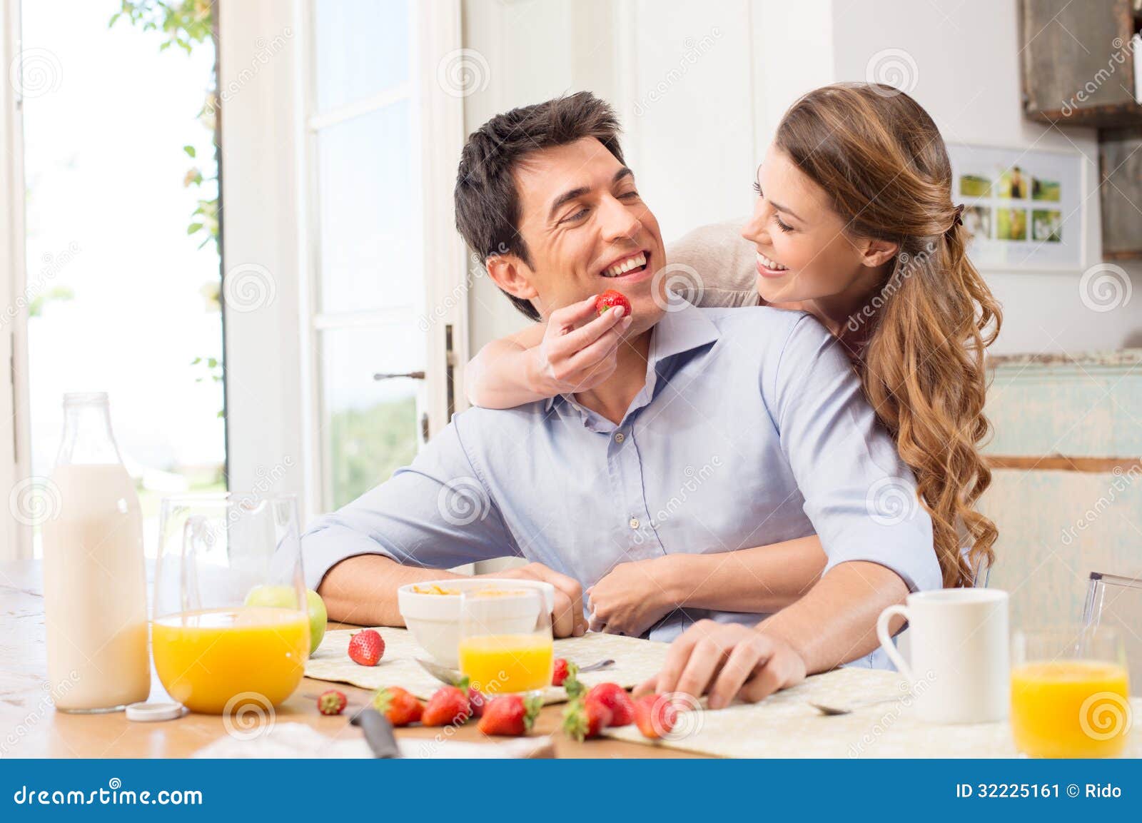 Happy Couple Enjoying Breakfast Stock Image - Image of attractive ...