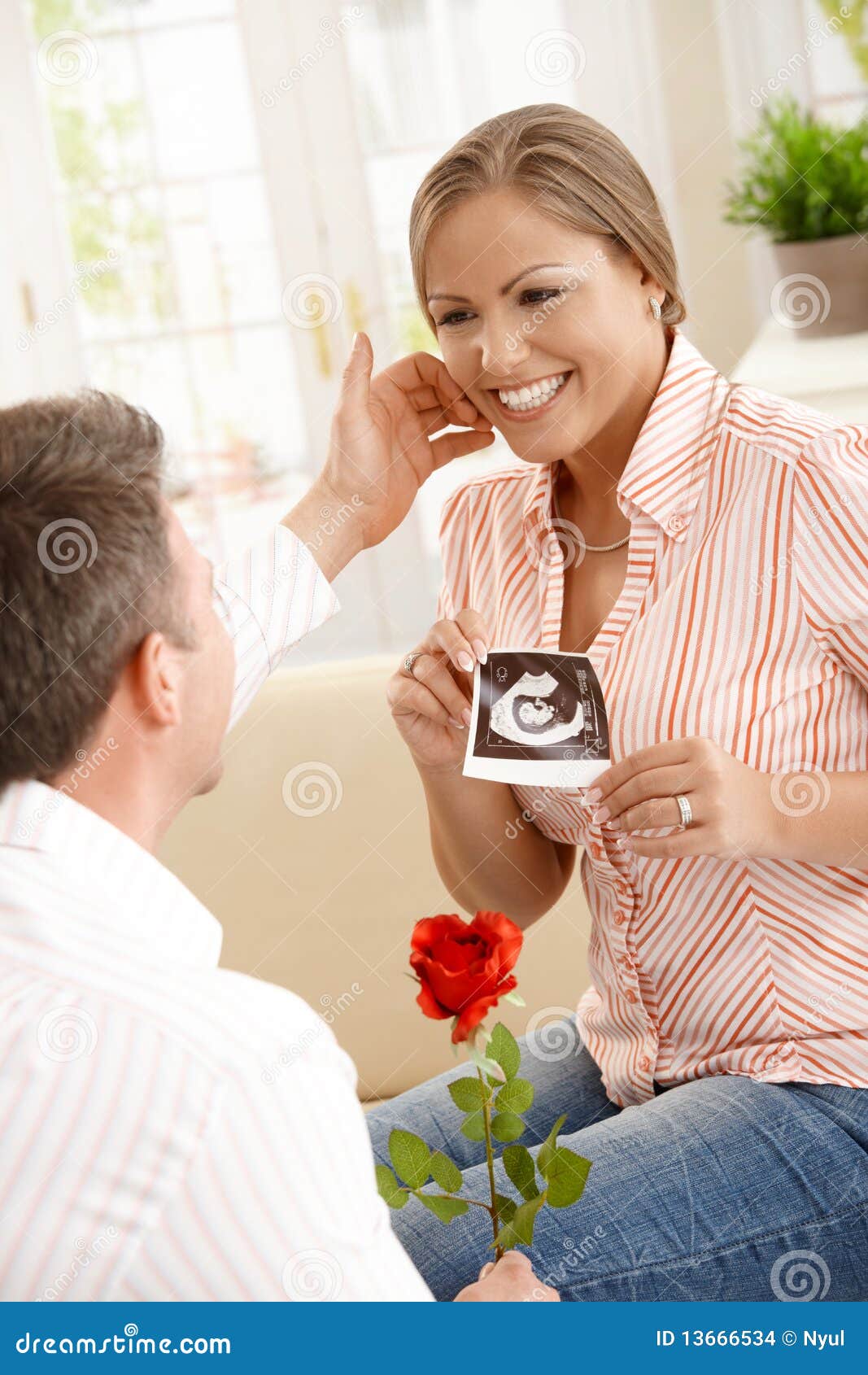 Happy Couple Expecting Baby Stock Photo - Image of brunette, female ...