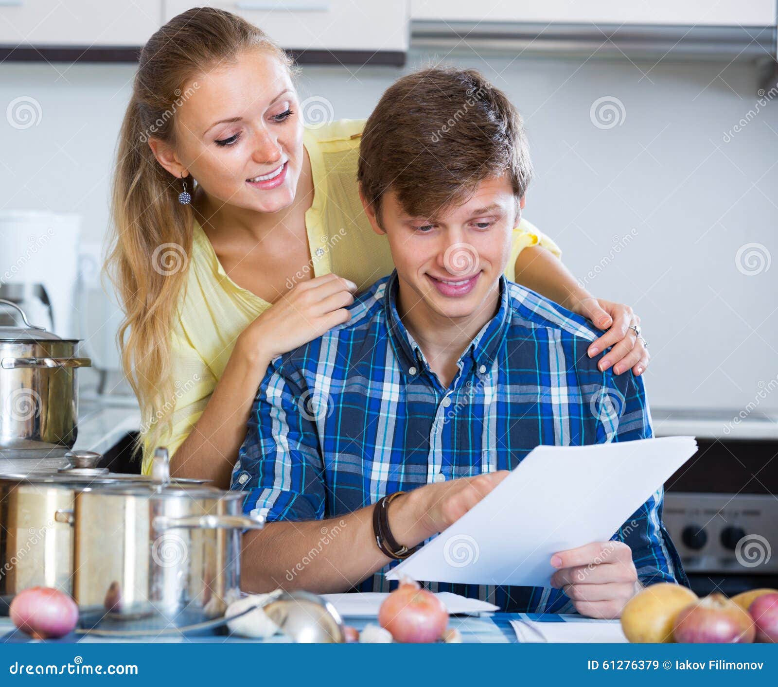 Happy Couple Filling Forms for Joint Banking Stock Image - Image of ...