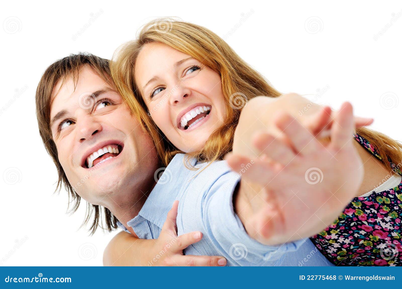 Happy Couple Flying in Studio Stock Photo - Image of intimate, looking ...