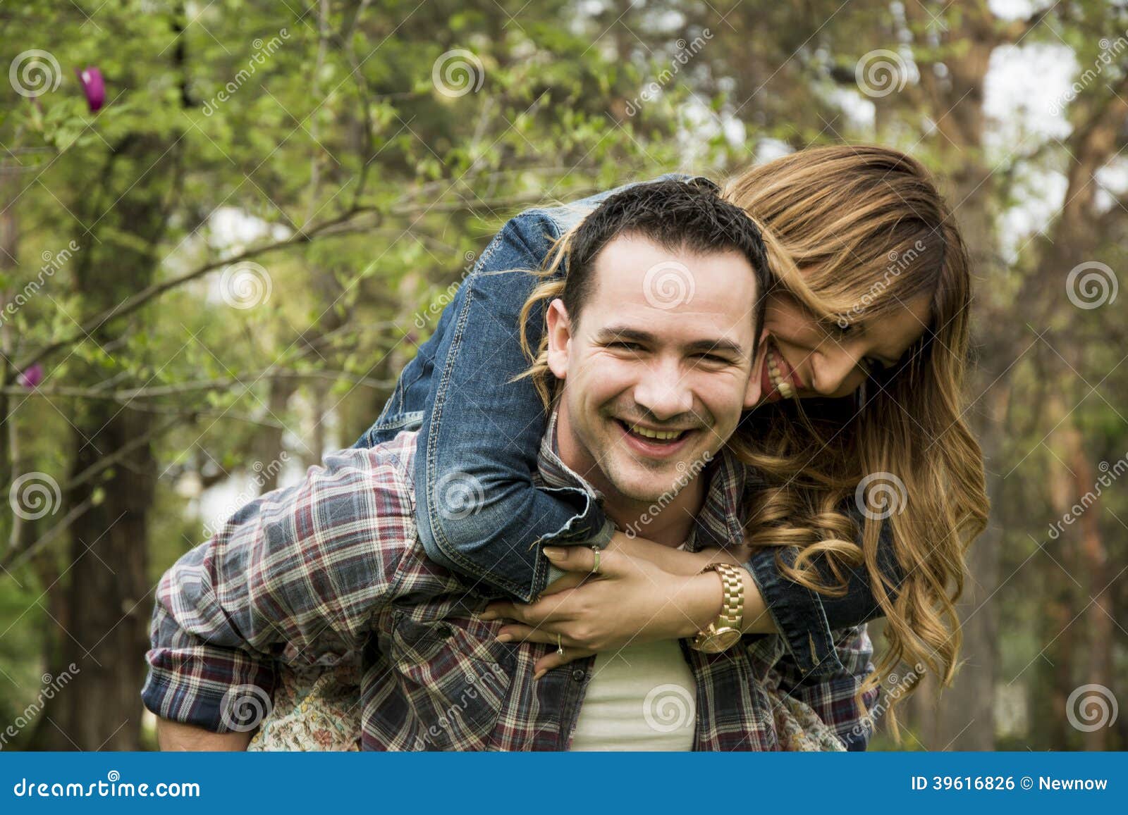 Happy Couple Fooling Around Stock Photo - Image of park, beautiful ...