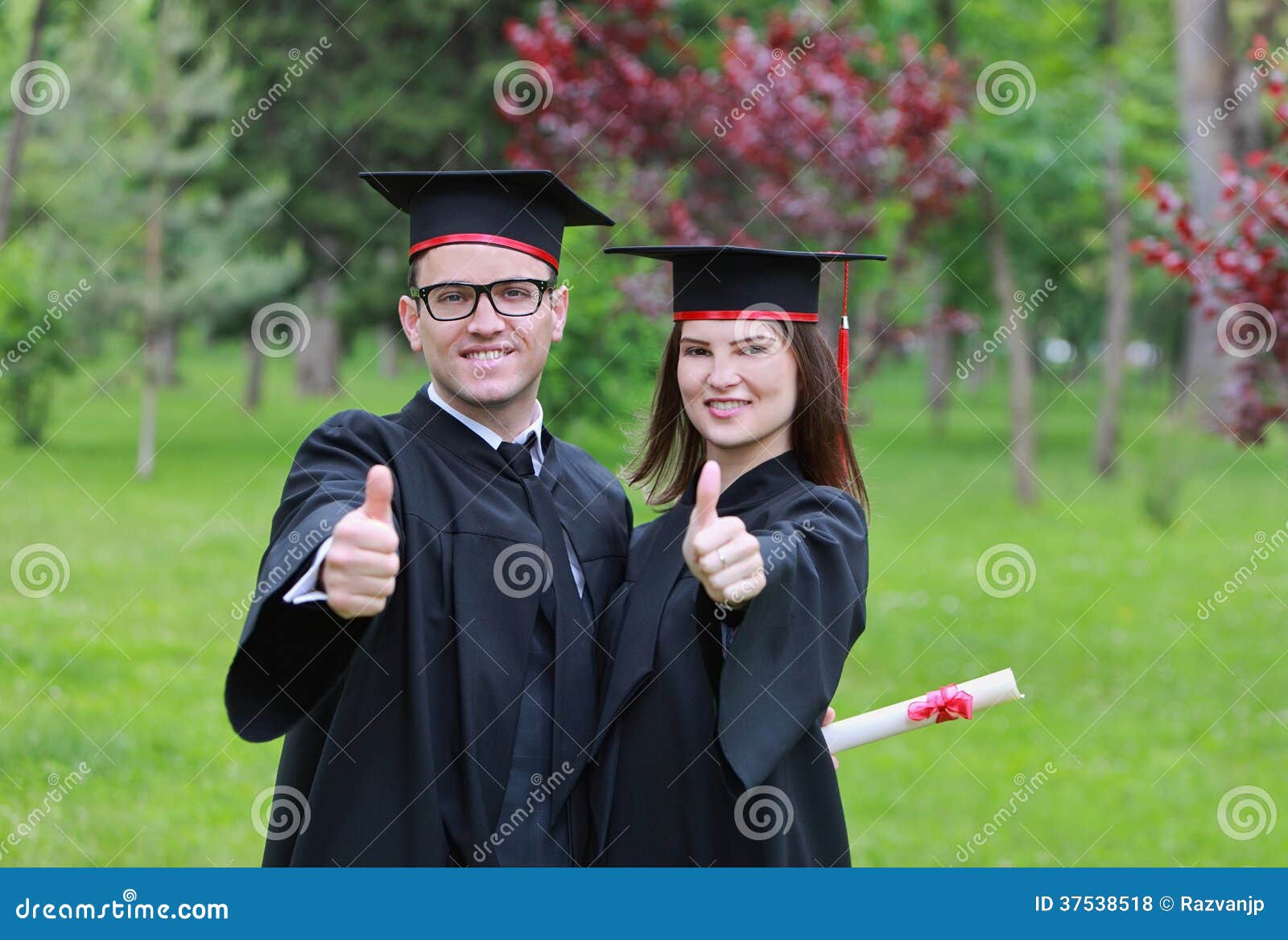 Happy Couple in the Graduation Day Stock Photo - Image of headshot ...