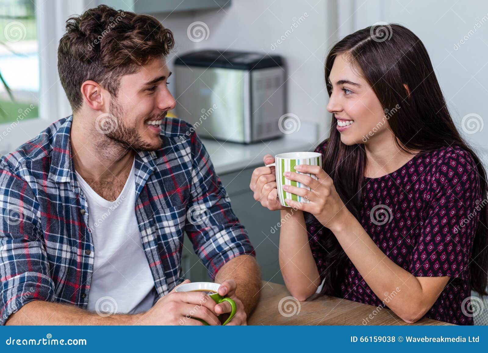 Happy Couple Having Coffee Together Stock Photo - Image of handsome ...