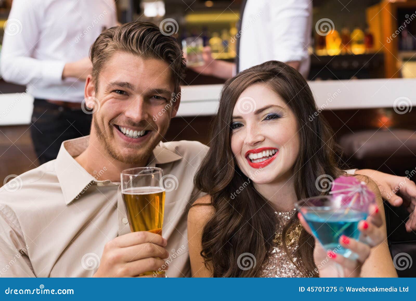Happy Couple Having a Drink Together Stock Image - Image of adult ...