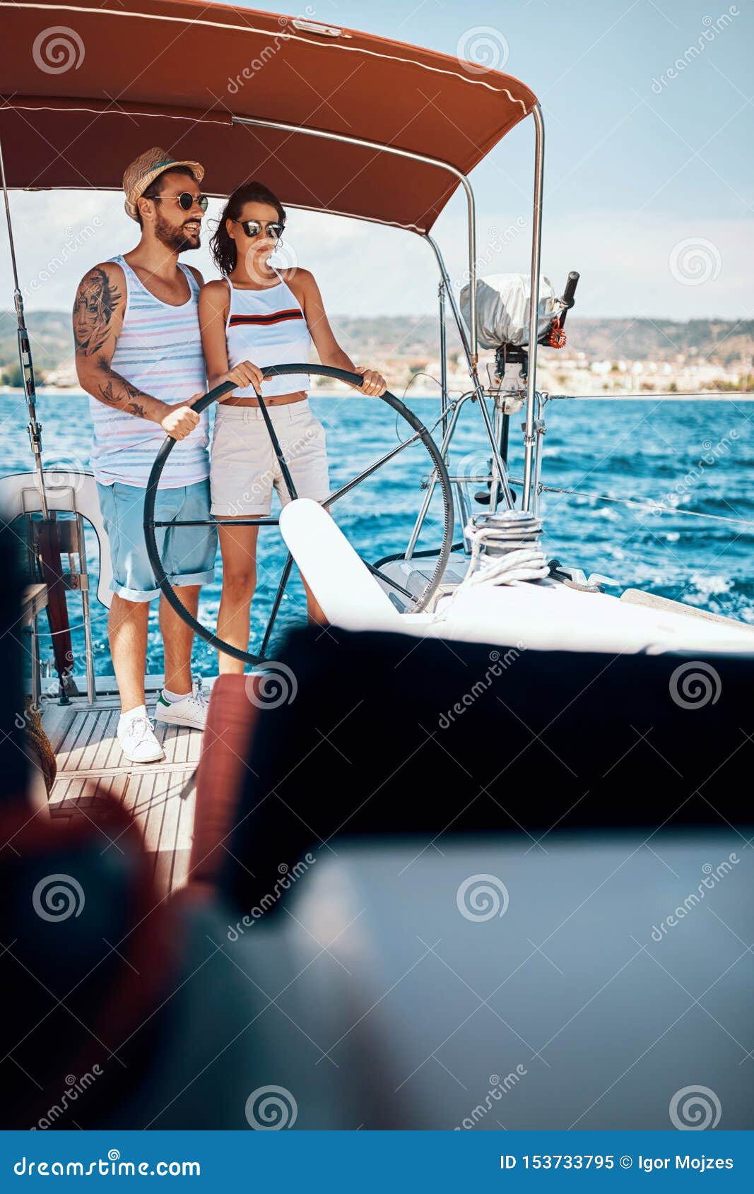 Happy Couple Having Fun on a Boat Trip Stock Image - Image of sport ...