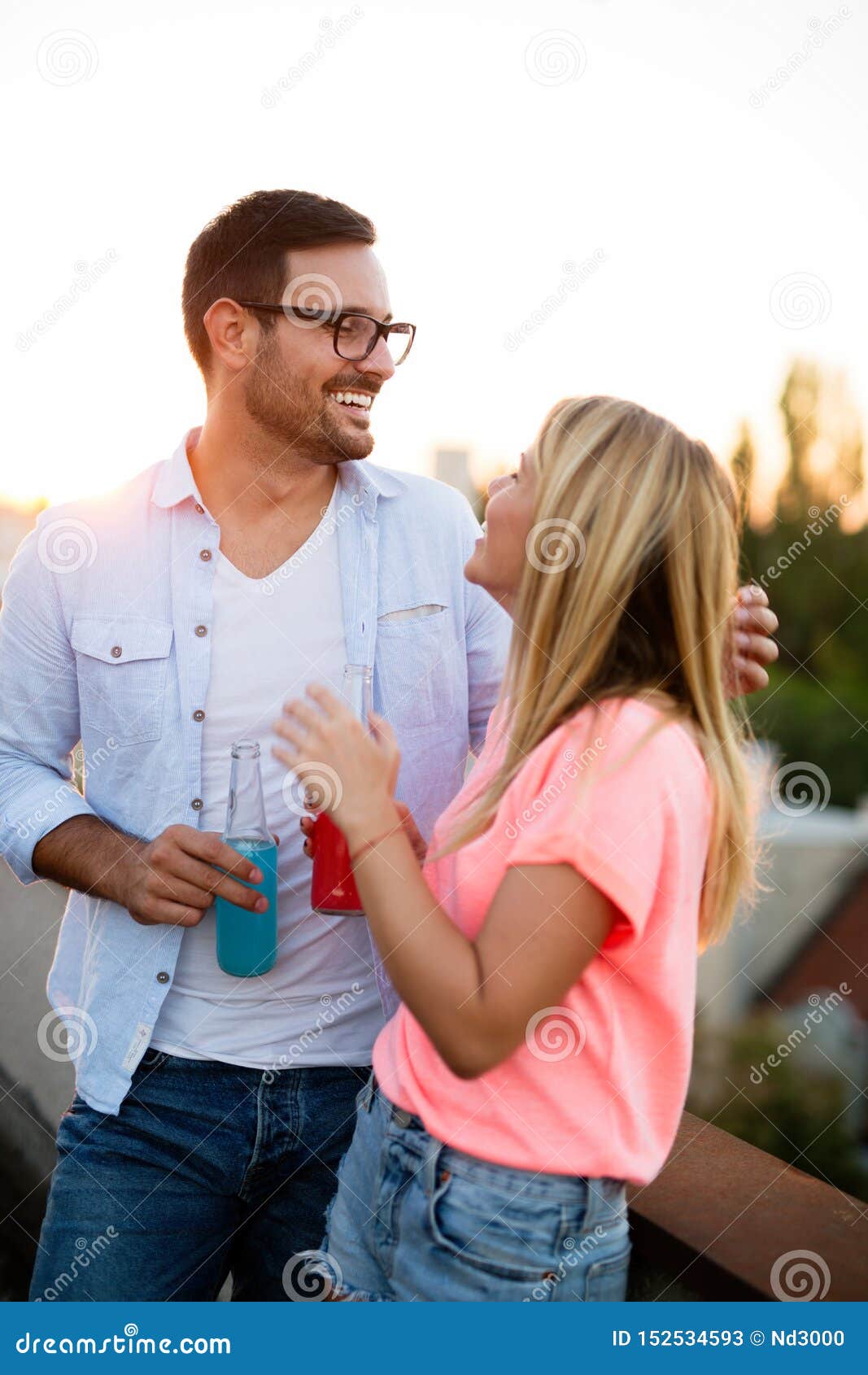 Happy Couple Having Fun Time at Party Stock Image - Image of cityscape ...