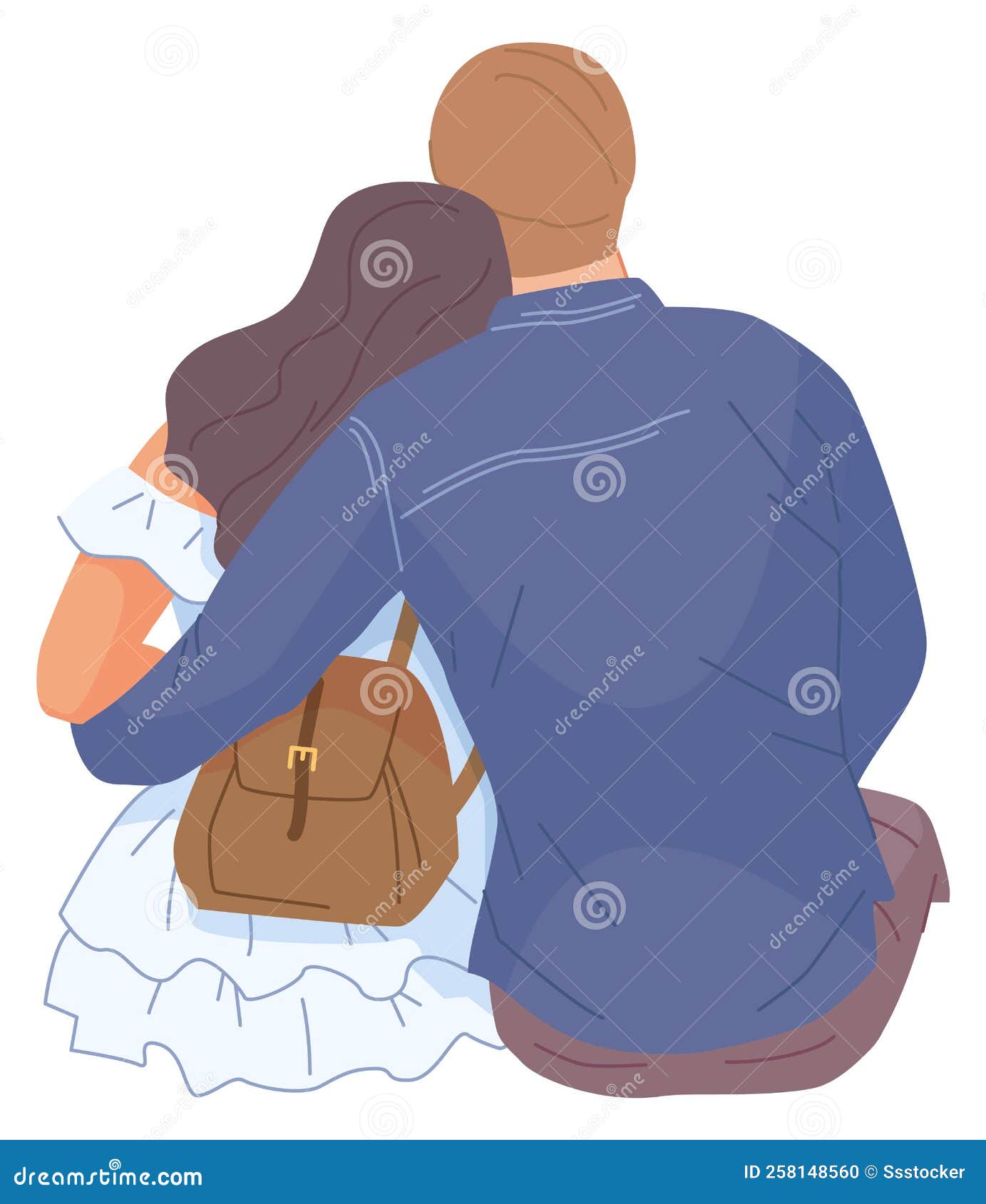 Happy Couple Hug Back View. Romantic Relationship Stock Vector ...