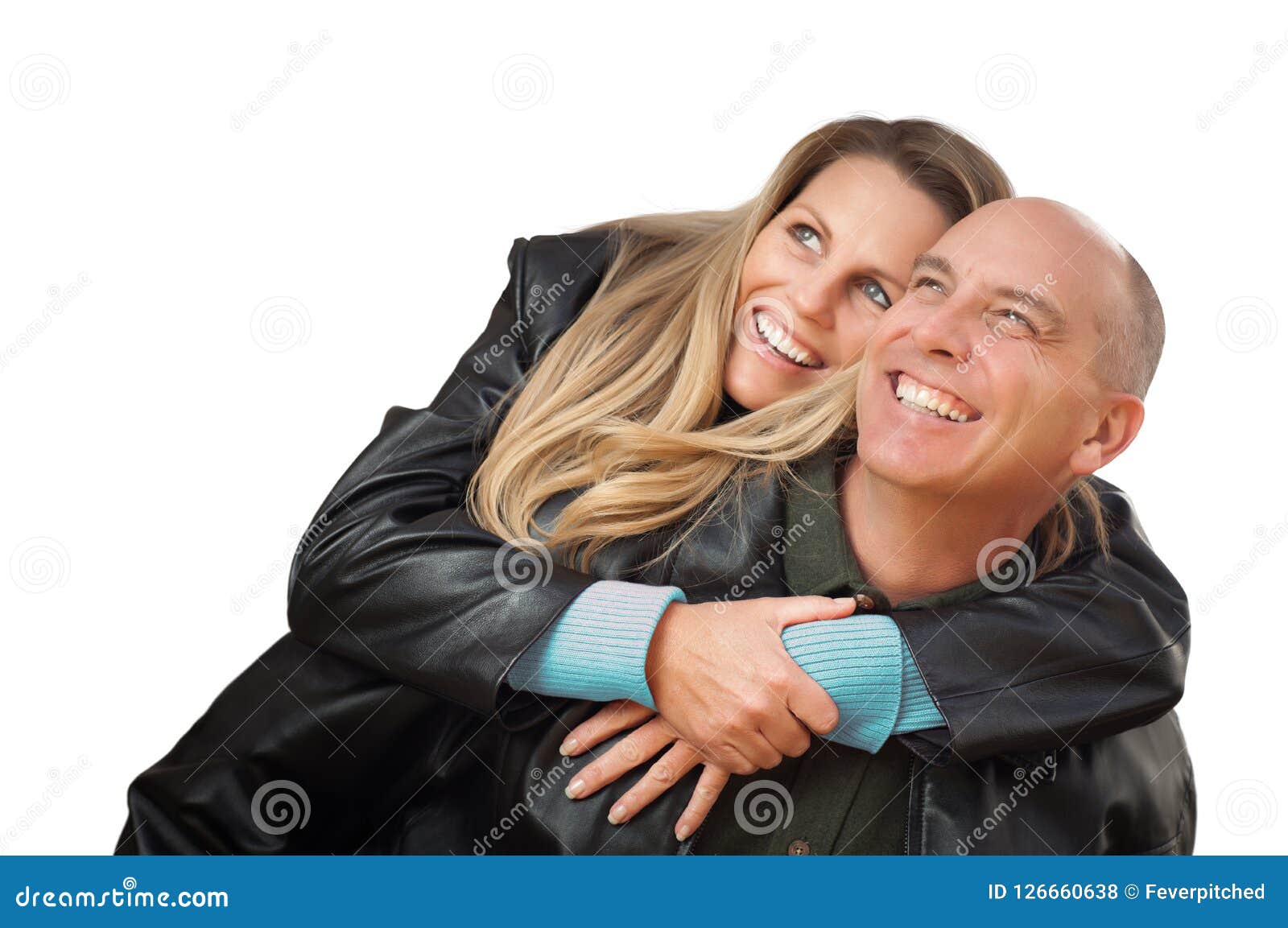 Happy Couple Hugging Isolated on White Background Stock Photo - Image ...