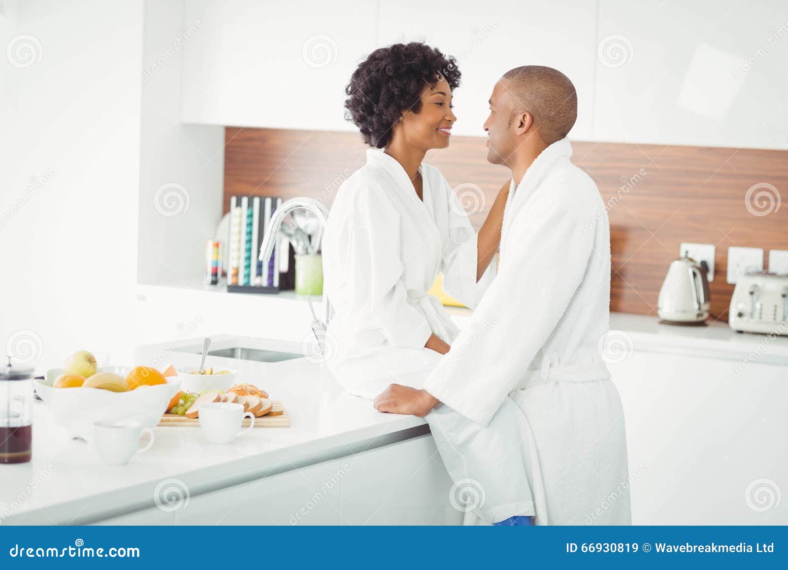 Happy Couple Hugging in the Kitchen Stock Image - Image of domestic ...