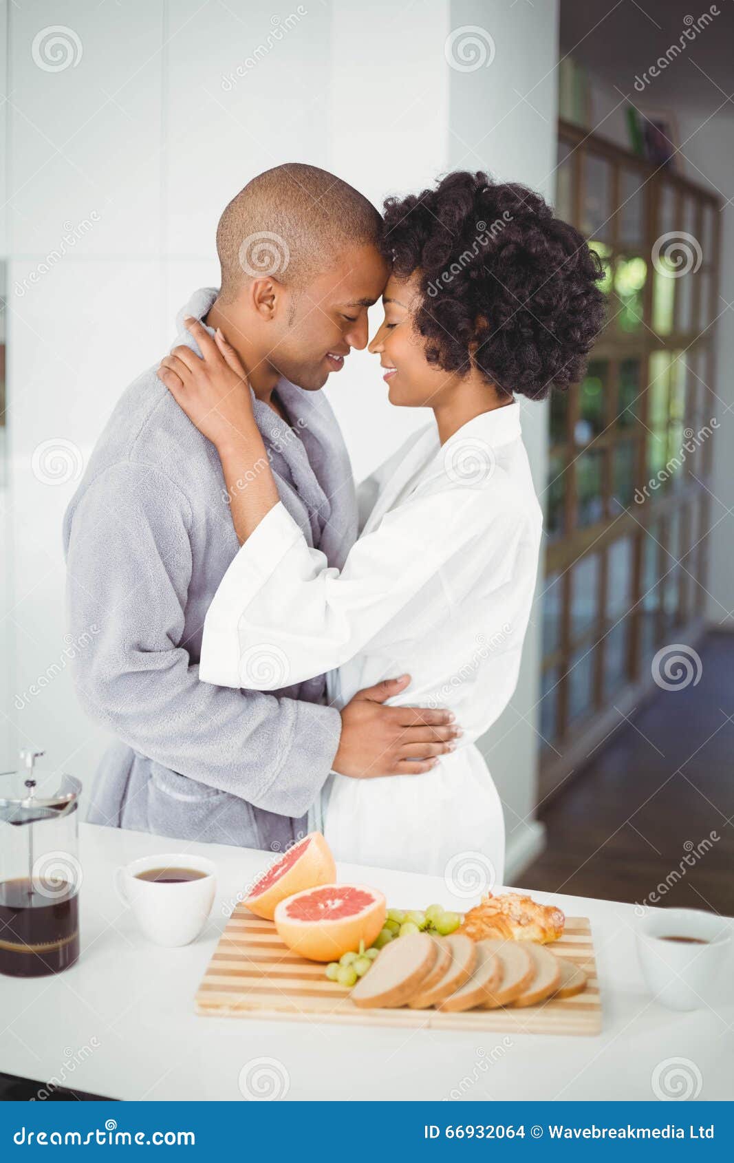 Happy Couple Hugging in the Kitchen Stock Photo - Image of bath ...