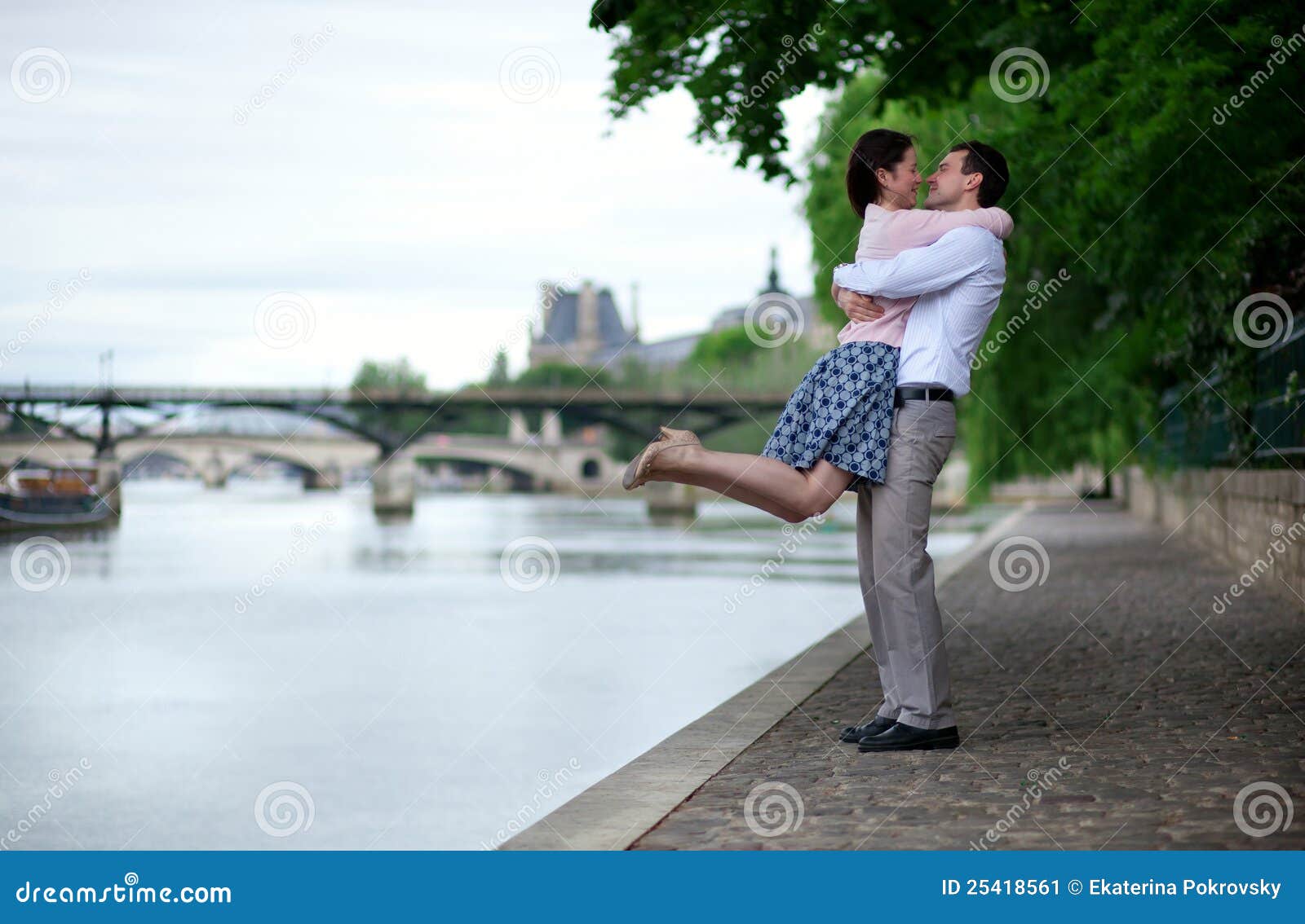 Happy Couple is Hugging Near the Water Stock Image - Image of european ...