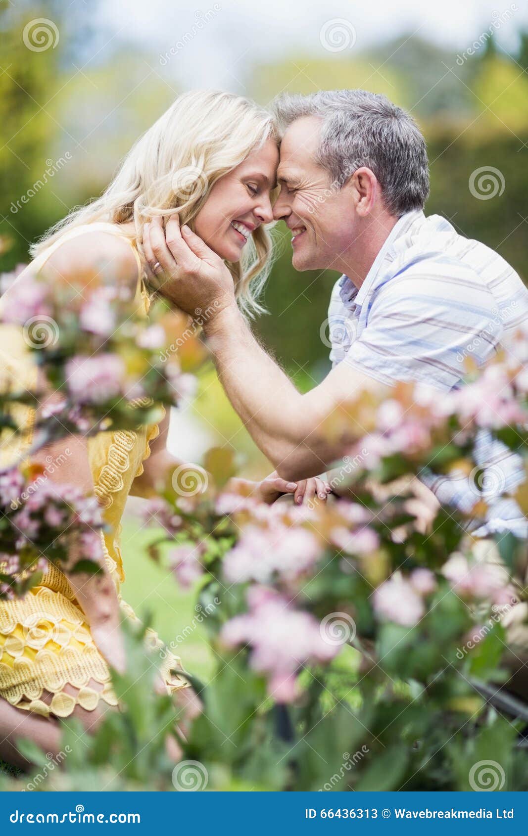 Happy couple hugging stock image. Image of flowers, hugging - 66436313