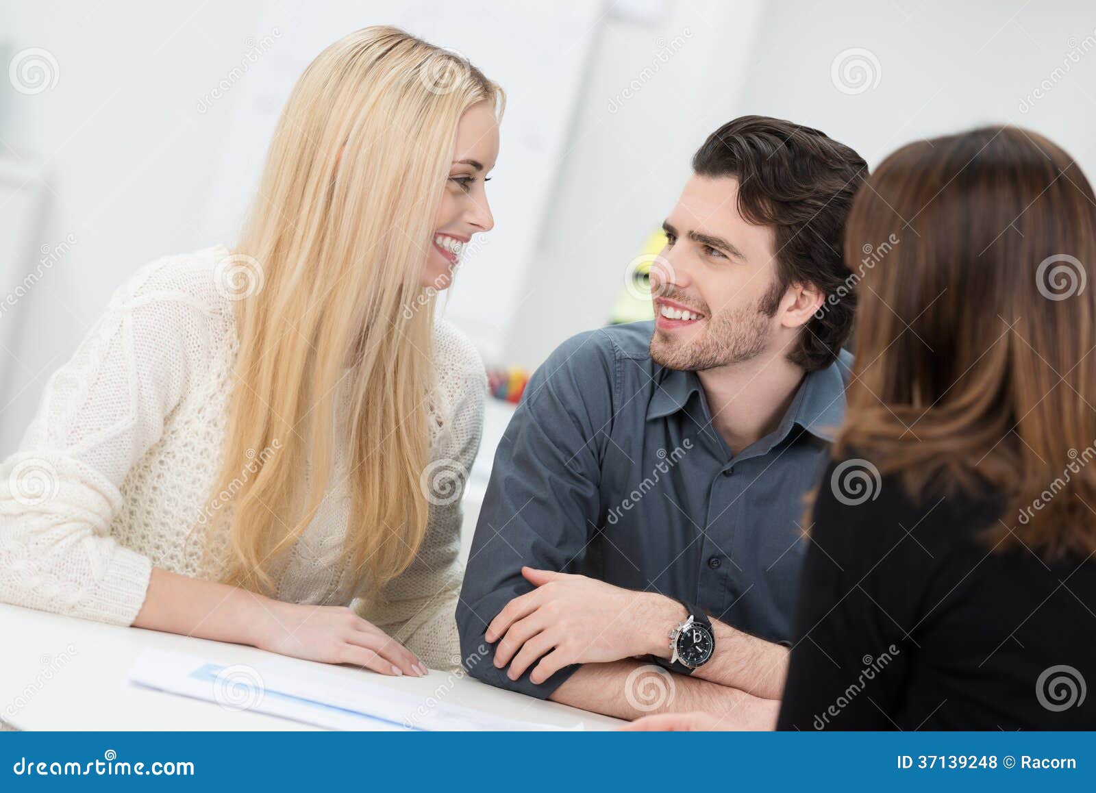 Happy Couple in an Interview Stock Photo - Image of happy ...
