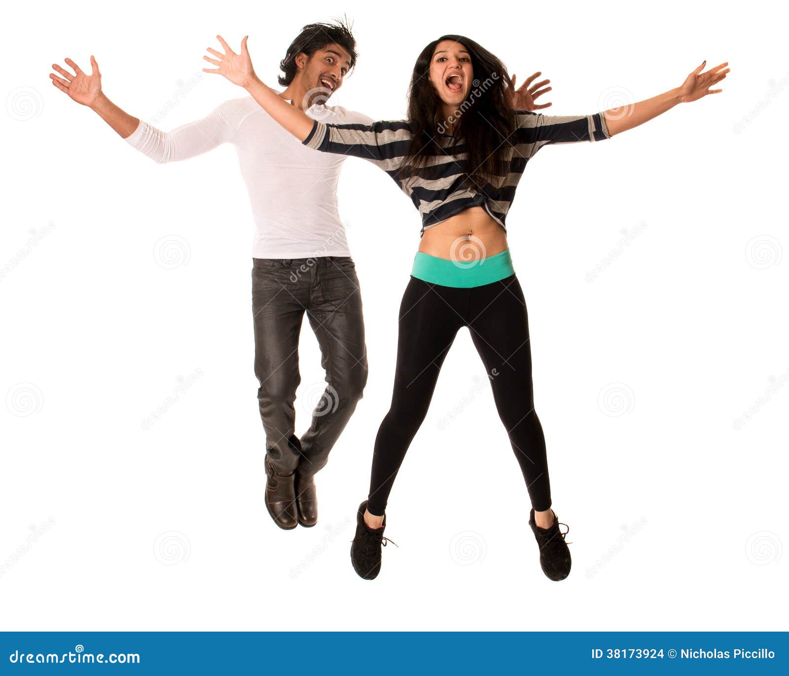 Happy Couple Jumping stock photo. Image of women, jumping - 38173924