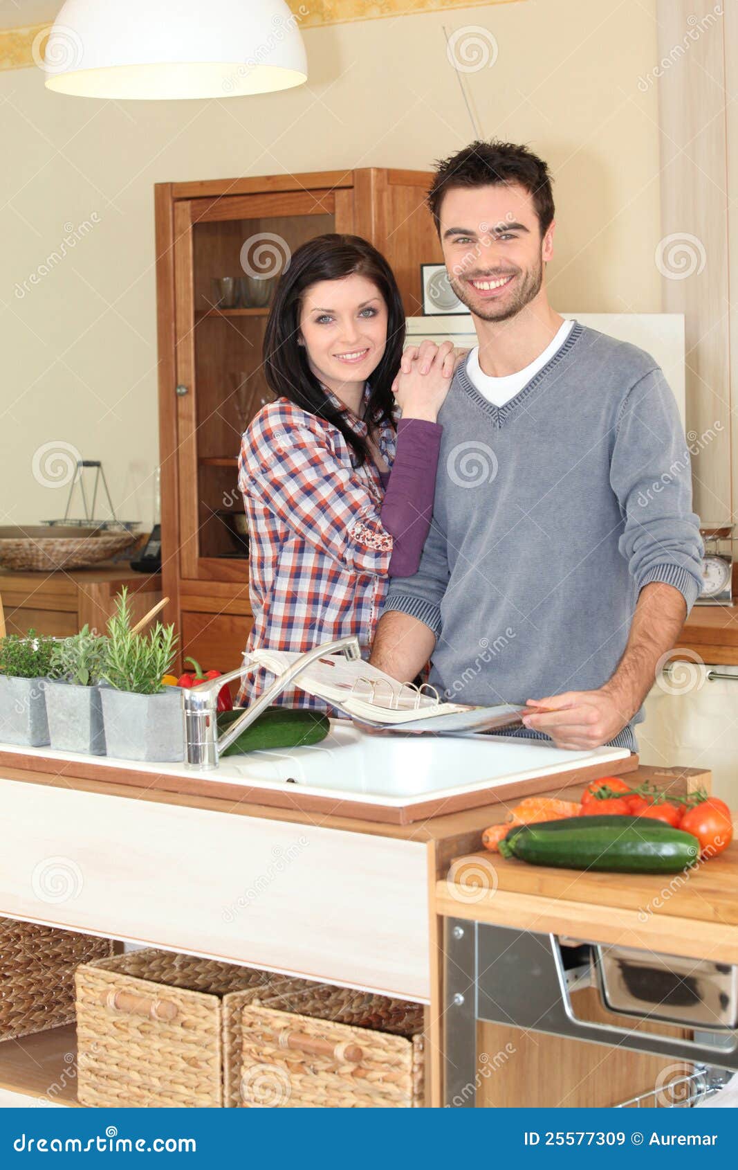 Happy Couple in the Kitchen Stock Image - Image of adult, nutrition ...