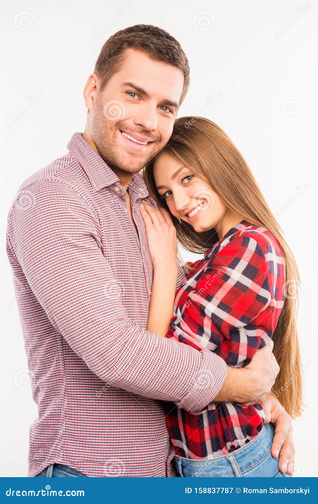 Happy Couple In Love Embracing Each Other Close Up Photo Stock Image