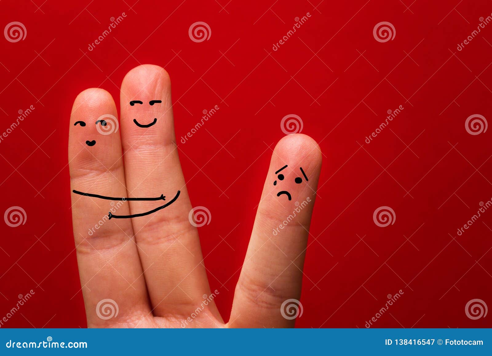 Happy Couple in Love, Holds Heart and Third Wheel - Image Stock Image ...