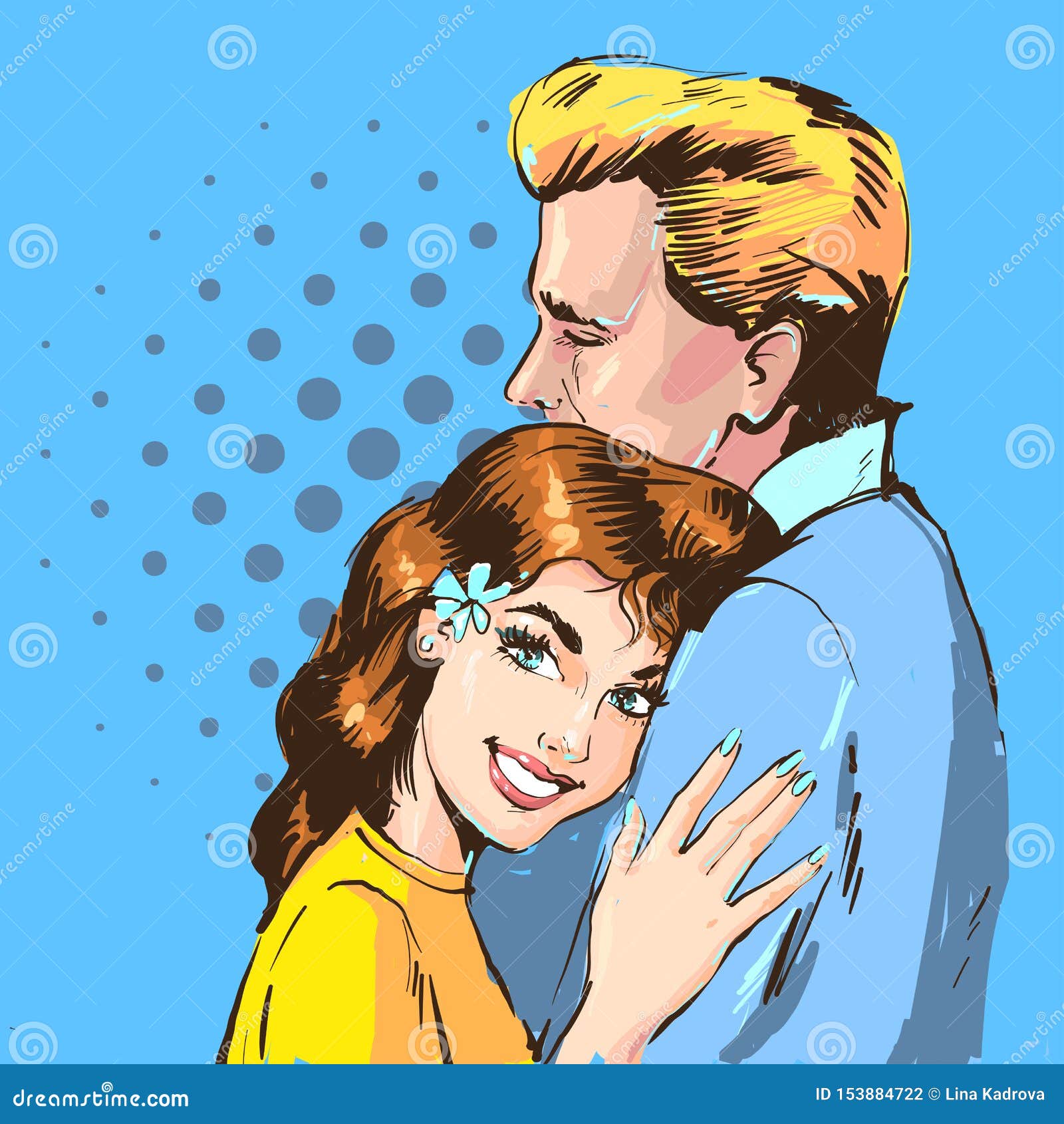 Happy Couple In Love Hug Beautiful Young Woman And Handsome Man