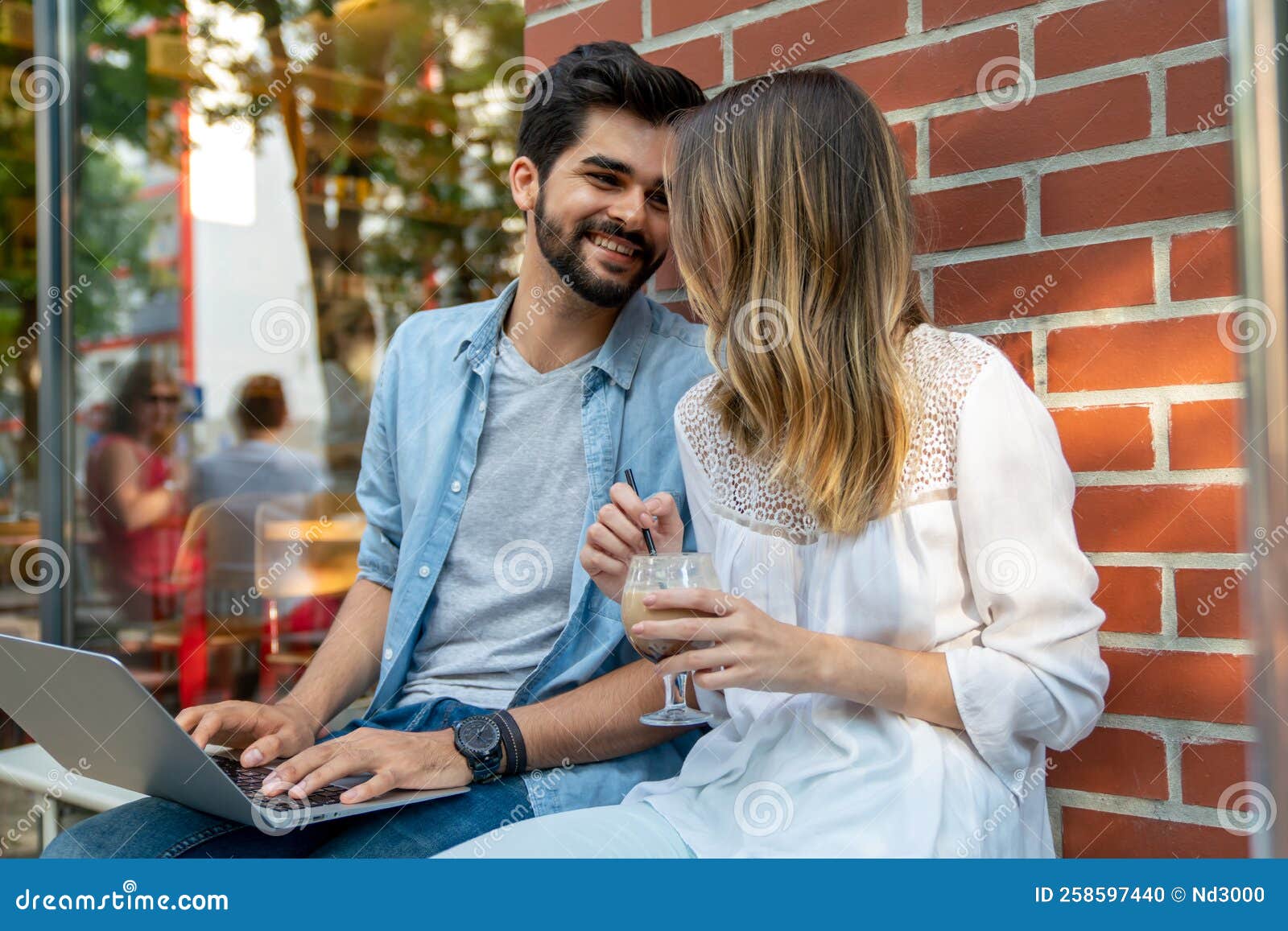 Happy Couple in Love Using Digital Devises for Work, Study or Social ...