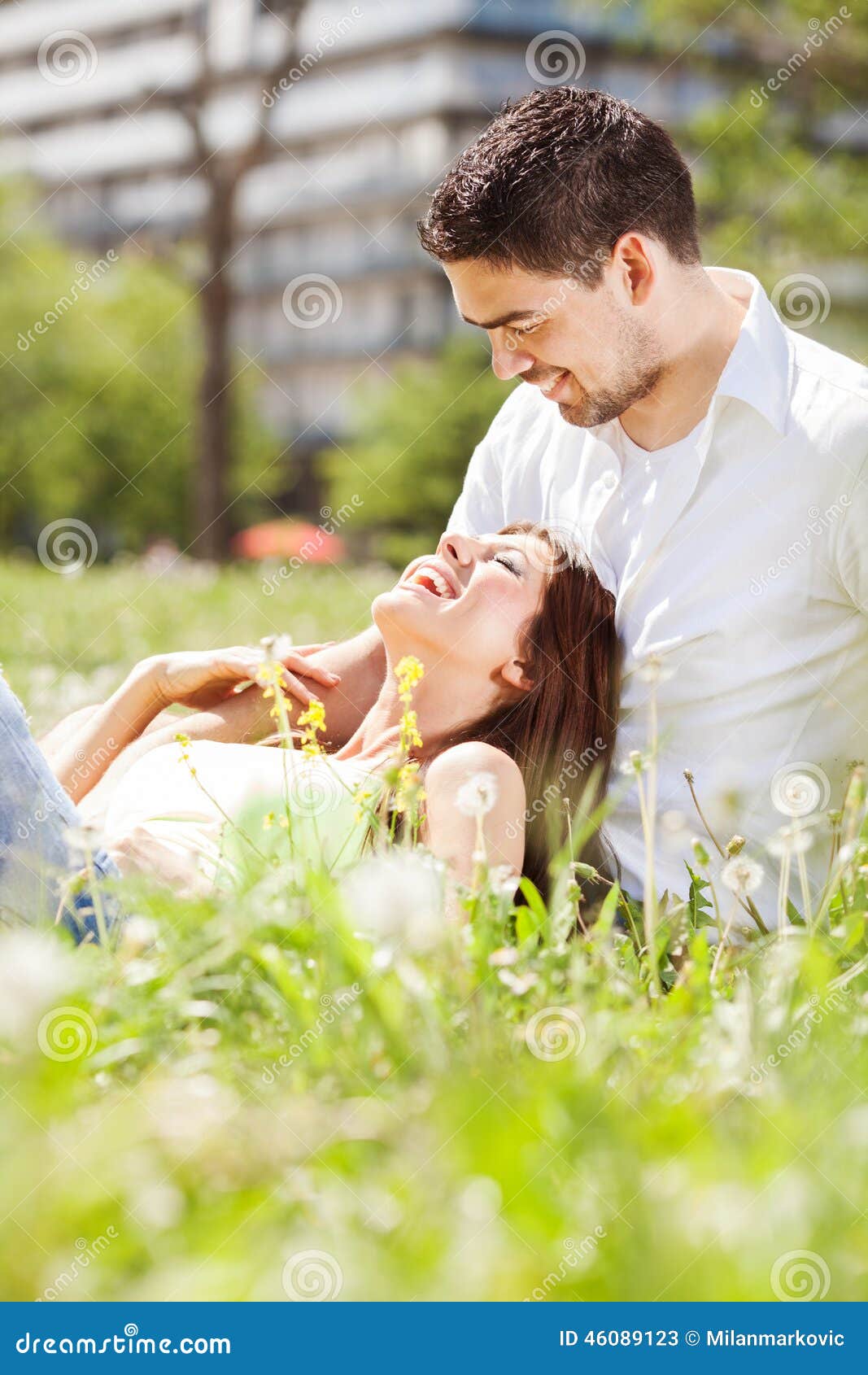 Happy couple in the nature stock image. Image of relaxation - 46089123