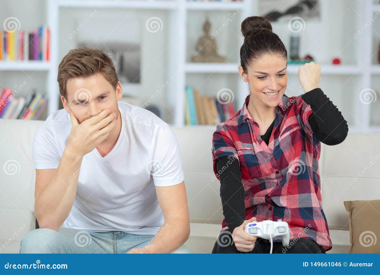 Happy Couple Playing Video Games Stock Photo - Image of friend, playing ...