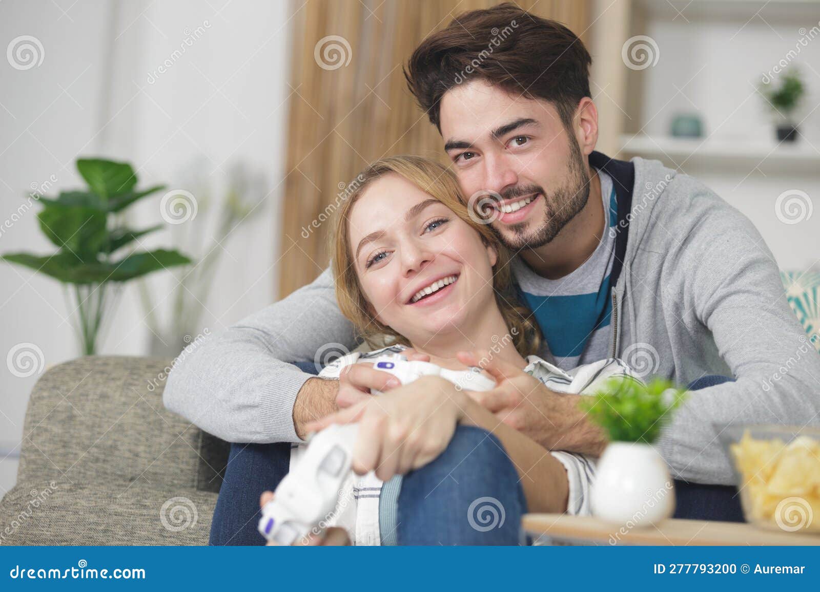 Happy Couple Playing Video Games Stock Photo - Image of havingfun ...