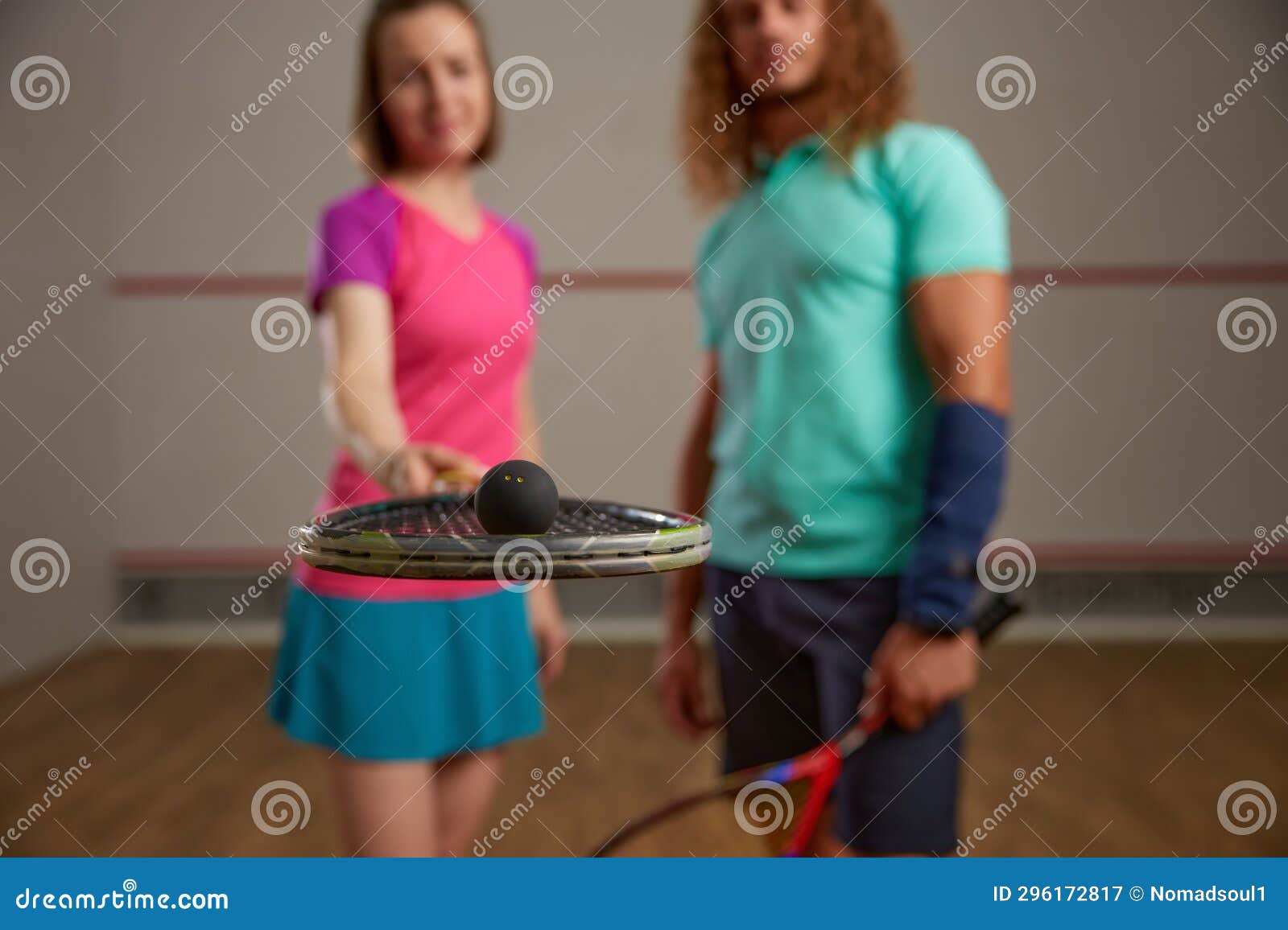 Happy Couple Posing for Camera after Squash Game Stock Image - Image of ...