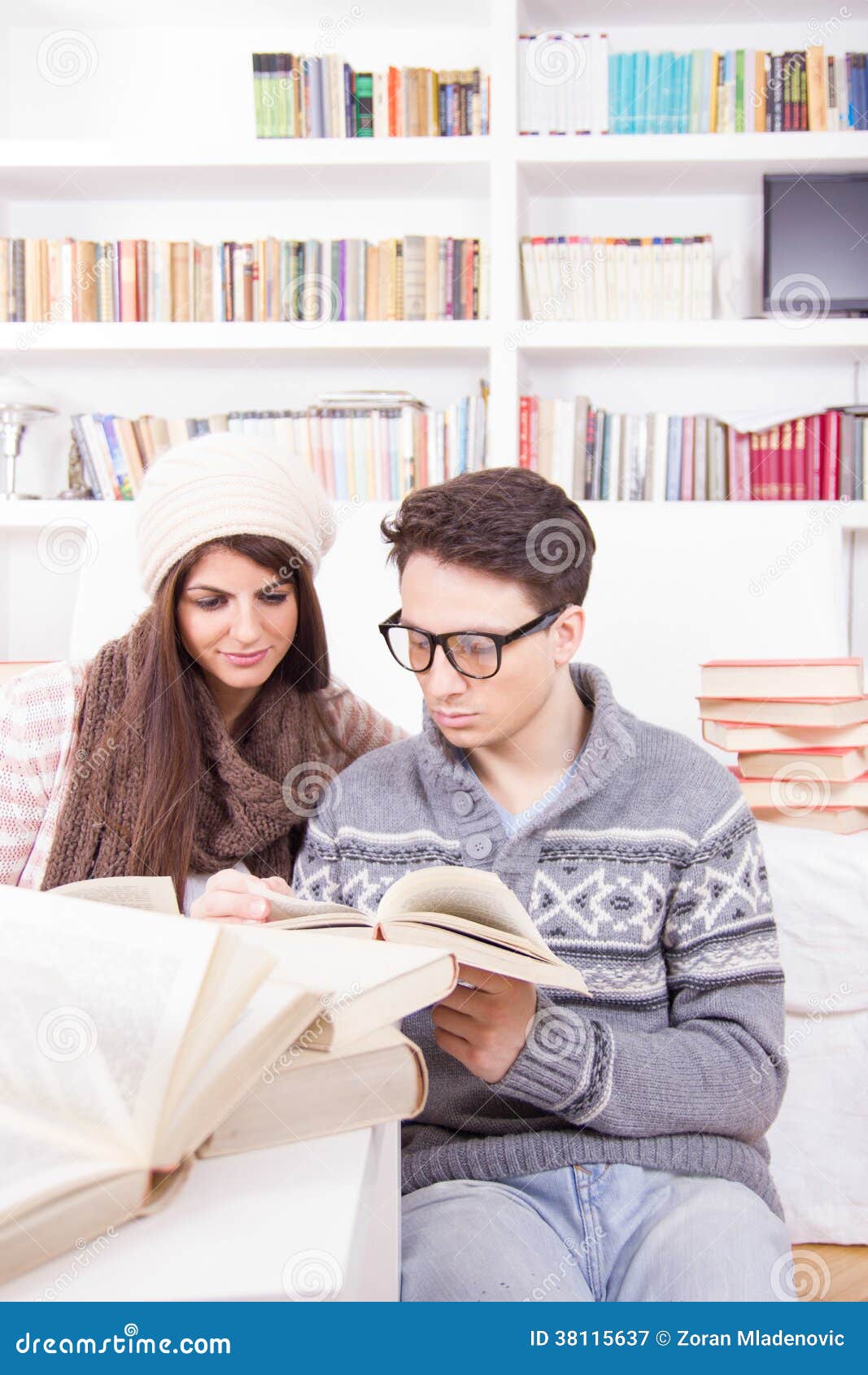 Adults Reading Books Together