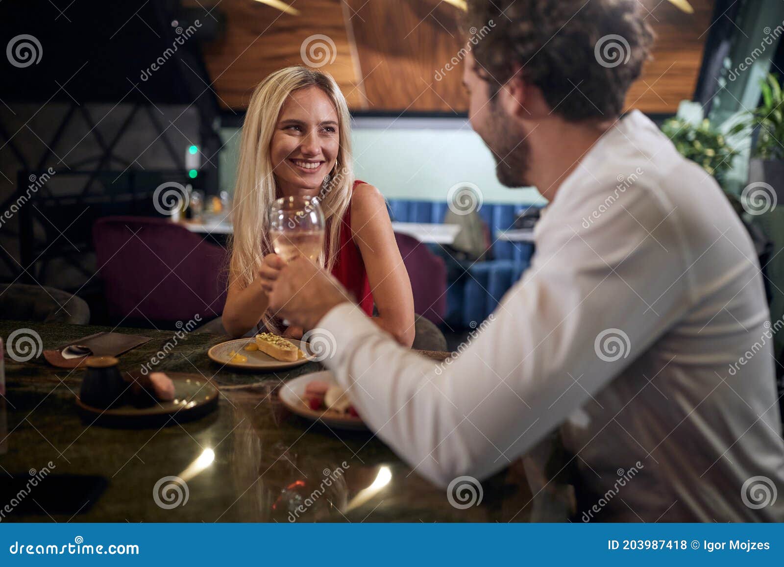 Happy Couple on a Dinner Date Together Stock Photo - Image of love ...