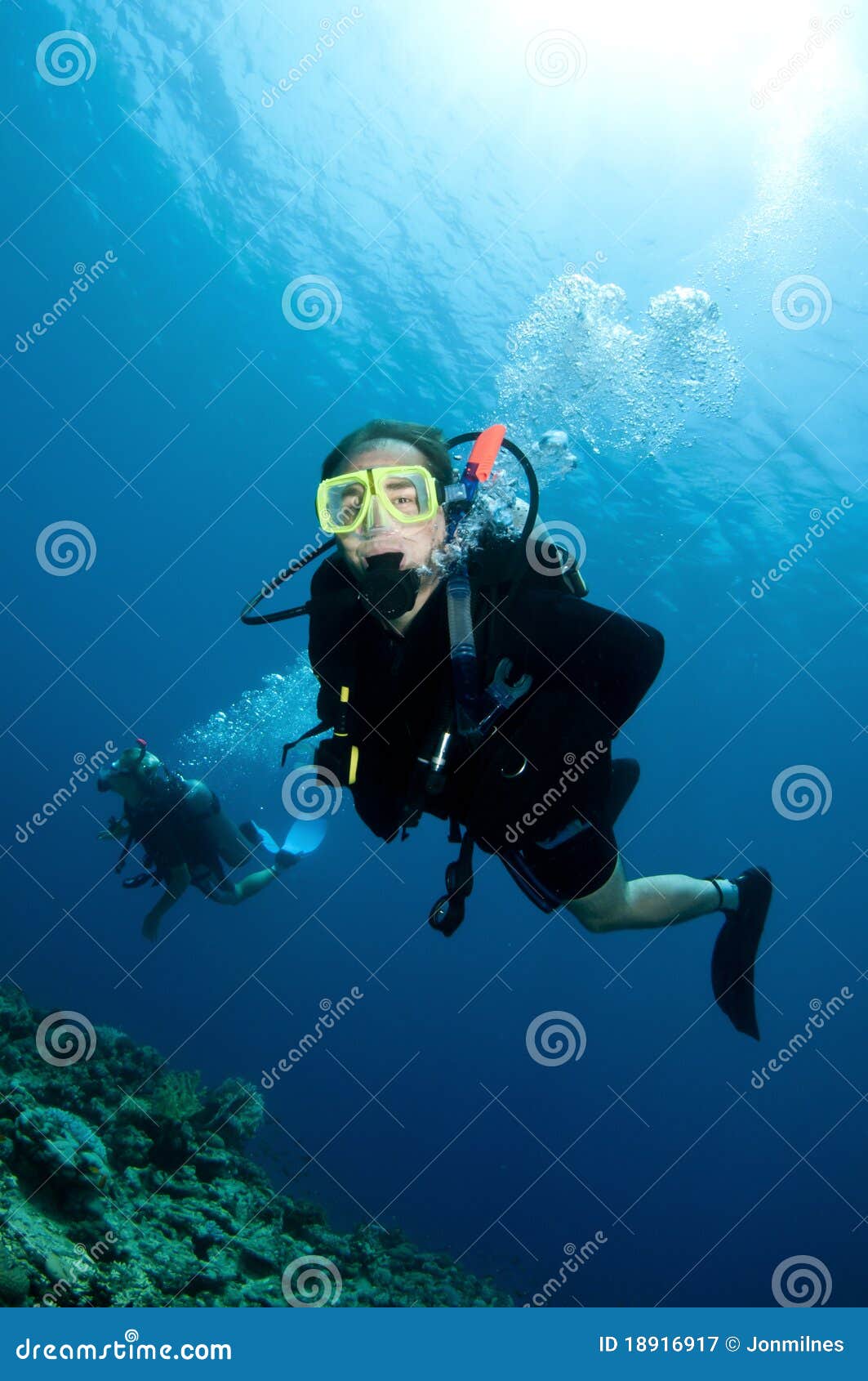 Happy Couple Scuba Dive Together Stock Image - Image of beauty, aquatic ...