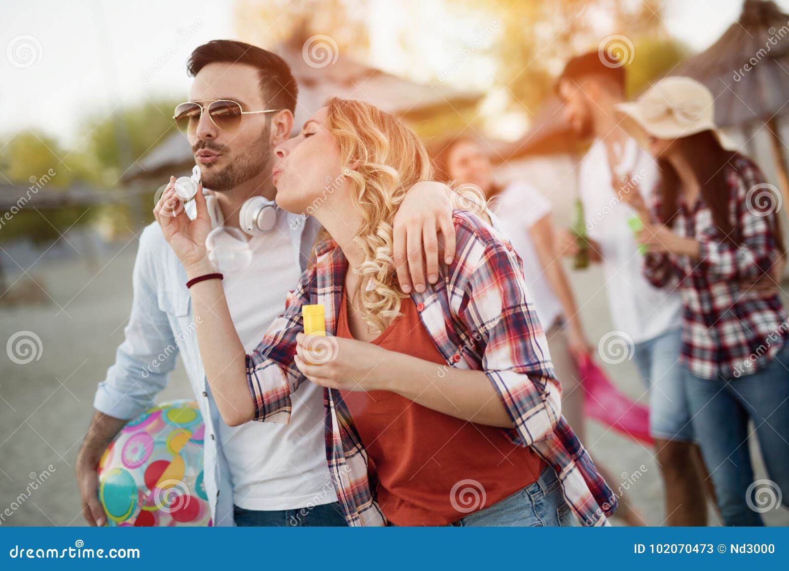 Happy Couple Smiling and Having Fun Time Stock Image - Image of beach ...