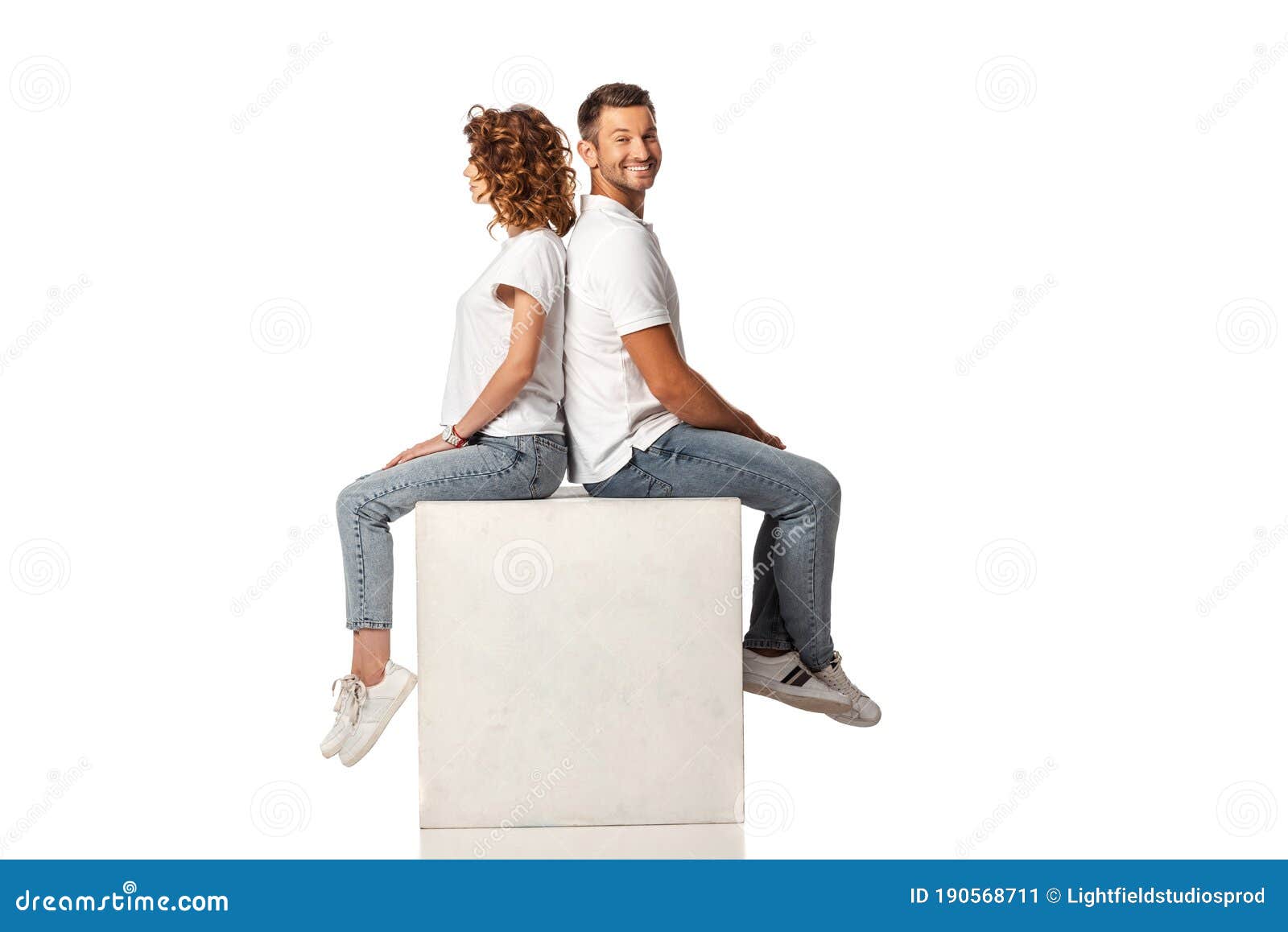 Happy Couple Smiling and Sitting on Stock Image - Image of happiness ...