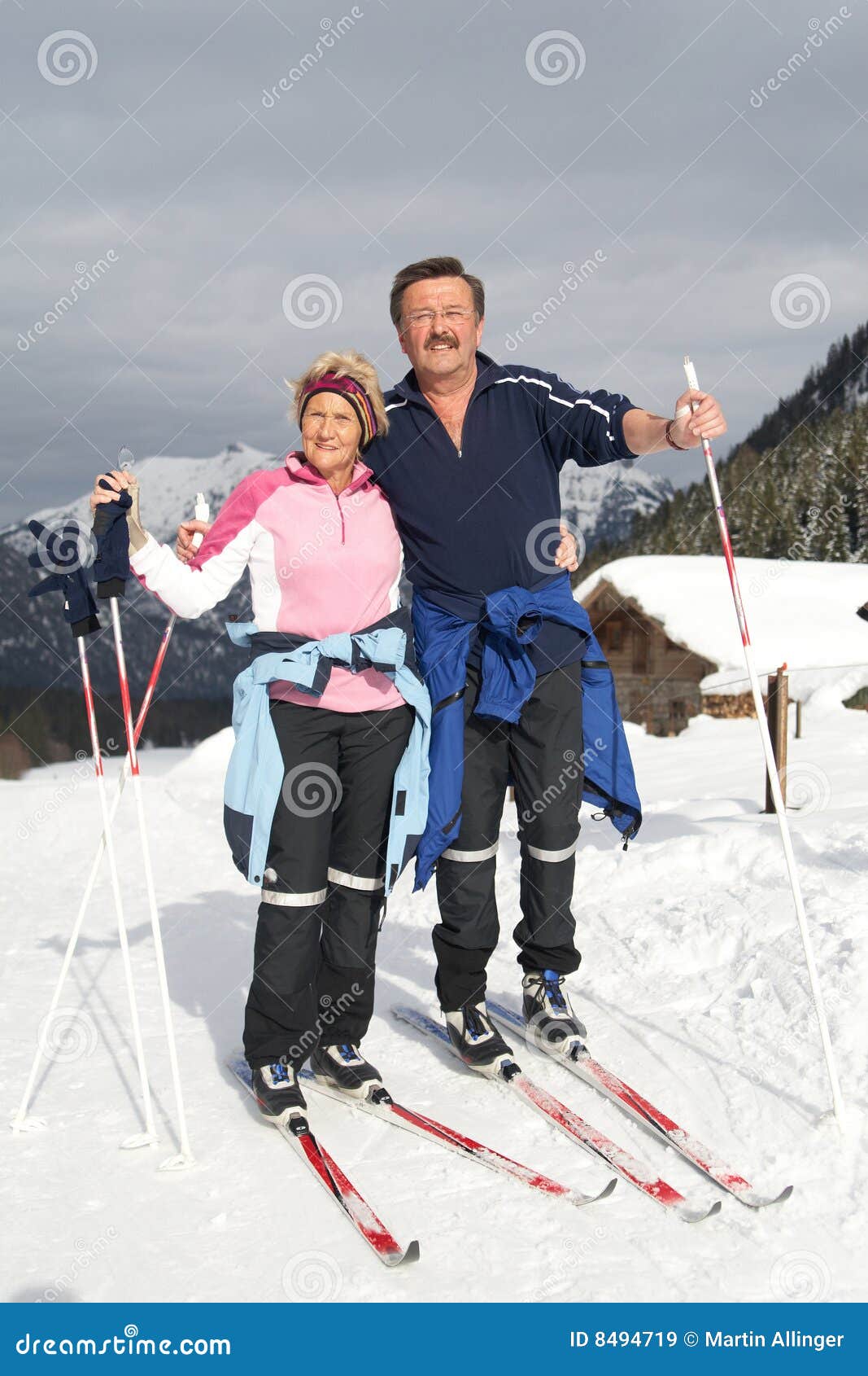 Happy couple in snow stock image. Image of fresh, crosscountry - 8494719